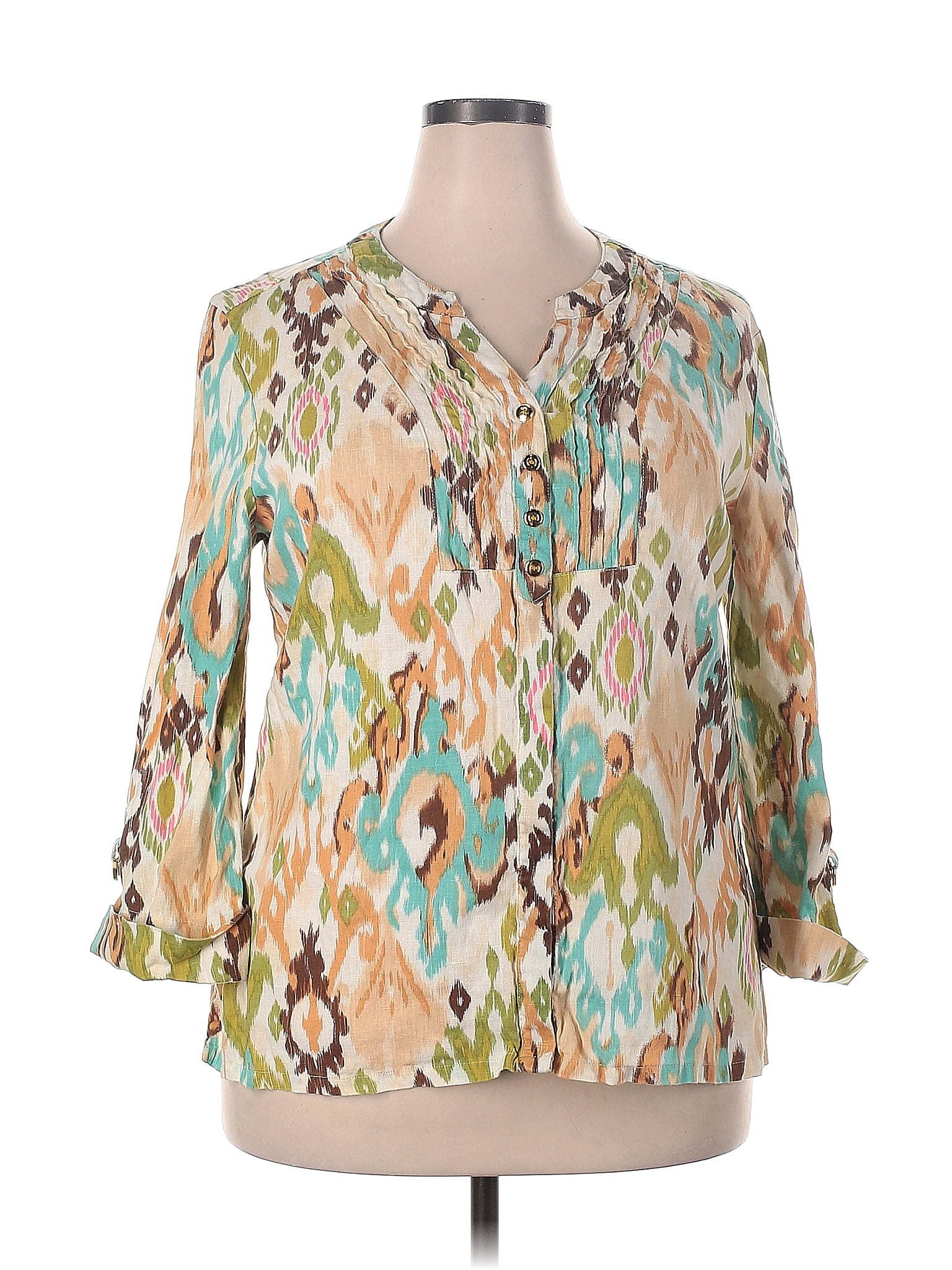 JM Collection 100% Linen Chevron-herringbone Chevron Multi Color Tan ...