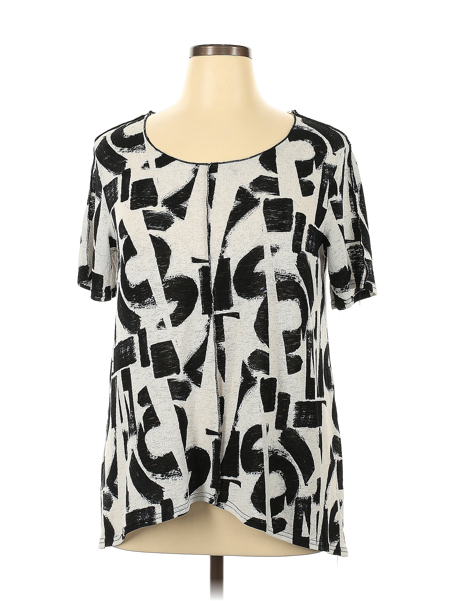 Siren Lily Color Block Floral Silver Short Sleeve Blouse Size 1x Plus