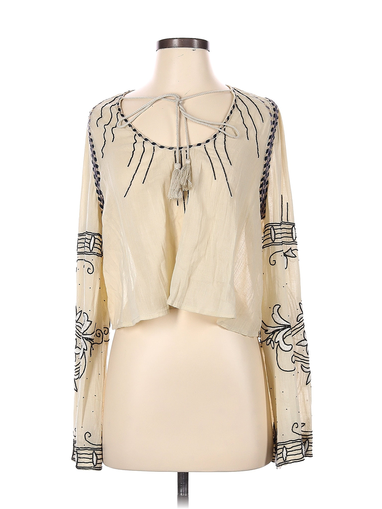 Free People Ivory Long Sleeve Blouse Size S - 72% off | ThredUp