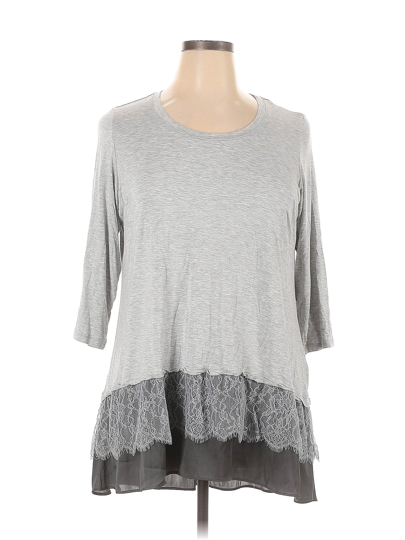 LOGO by Lori Goldstein Gray Casual Dress Size 1X (Plus) - 64% off | ThredUp