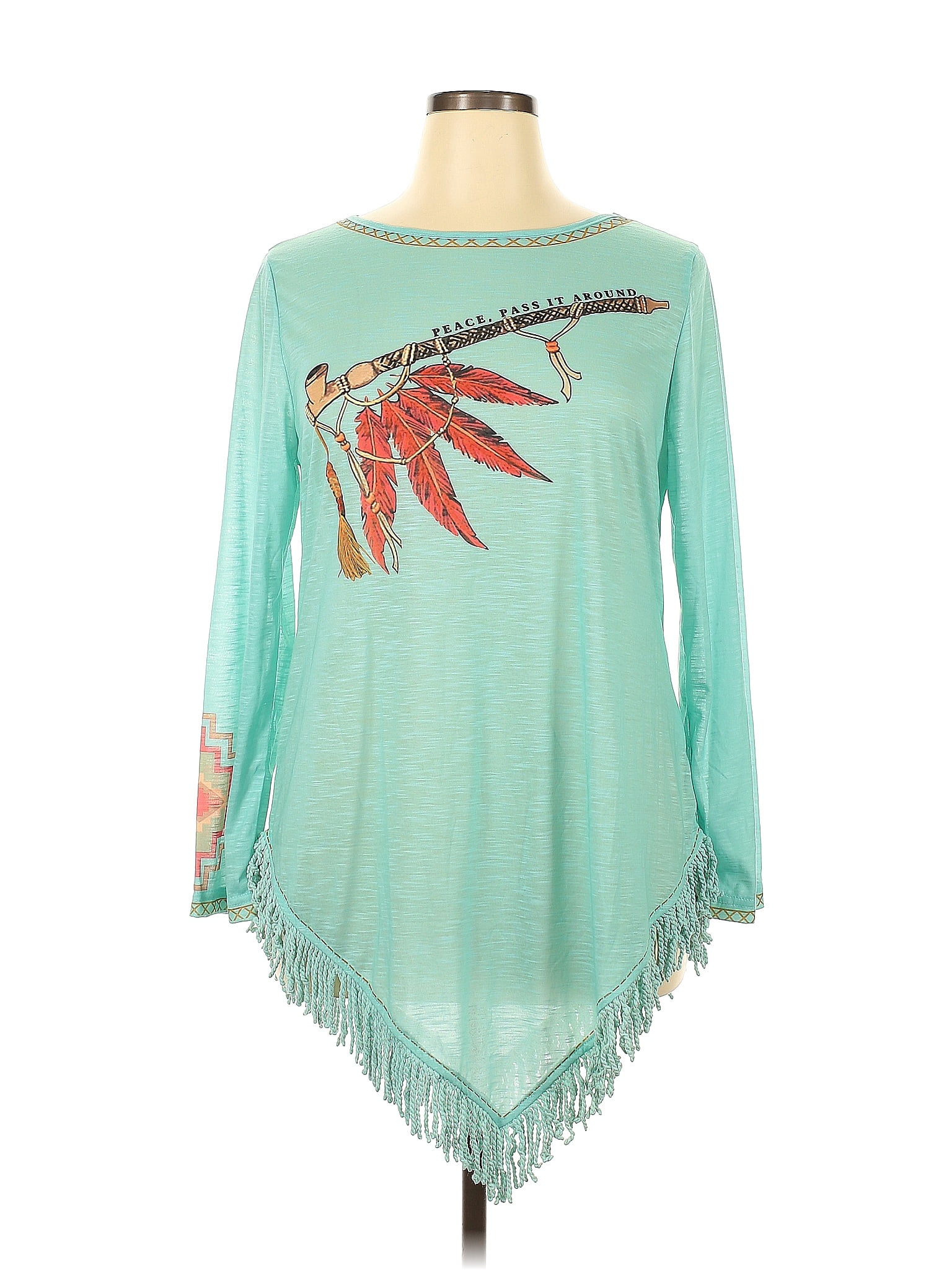 Misslook Blue Teal Long Sleeve Top Size XL - 63% off | ThredUp