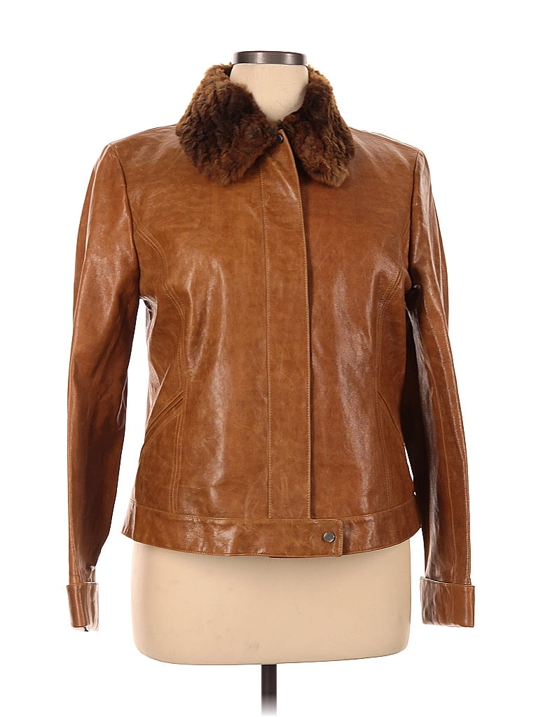 Lafayette 148 New York 100% Leather Solid Brown Leather Jacket Size 14 - 81% off | ThredUp