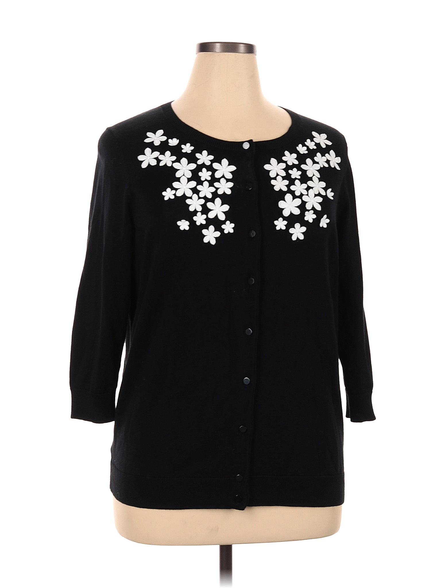 Talbots Outlet 100% Cotton Color Block Black Cardigan Size 1X (Plus ...