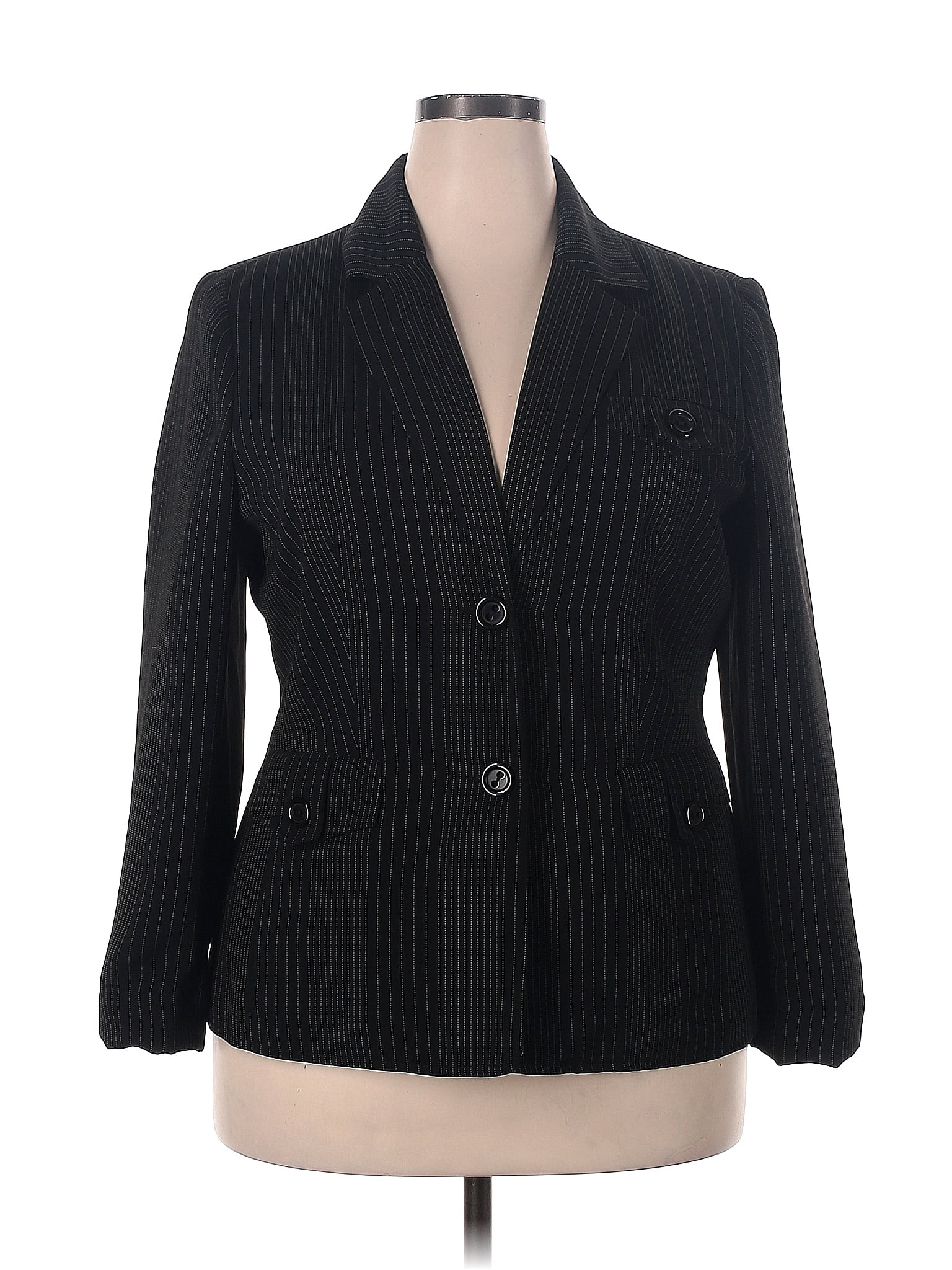 Giorgio Sant'Angelo 100% Polyester Stripes Black Jacket Size 18 (Plus ...