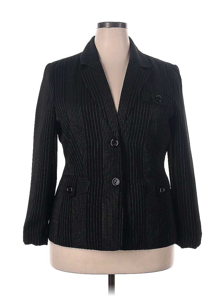 Giorgio Sant'Angelo 100% Polyester Stripes Black Jacket Size 18 (Plus ...