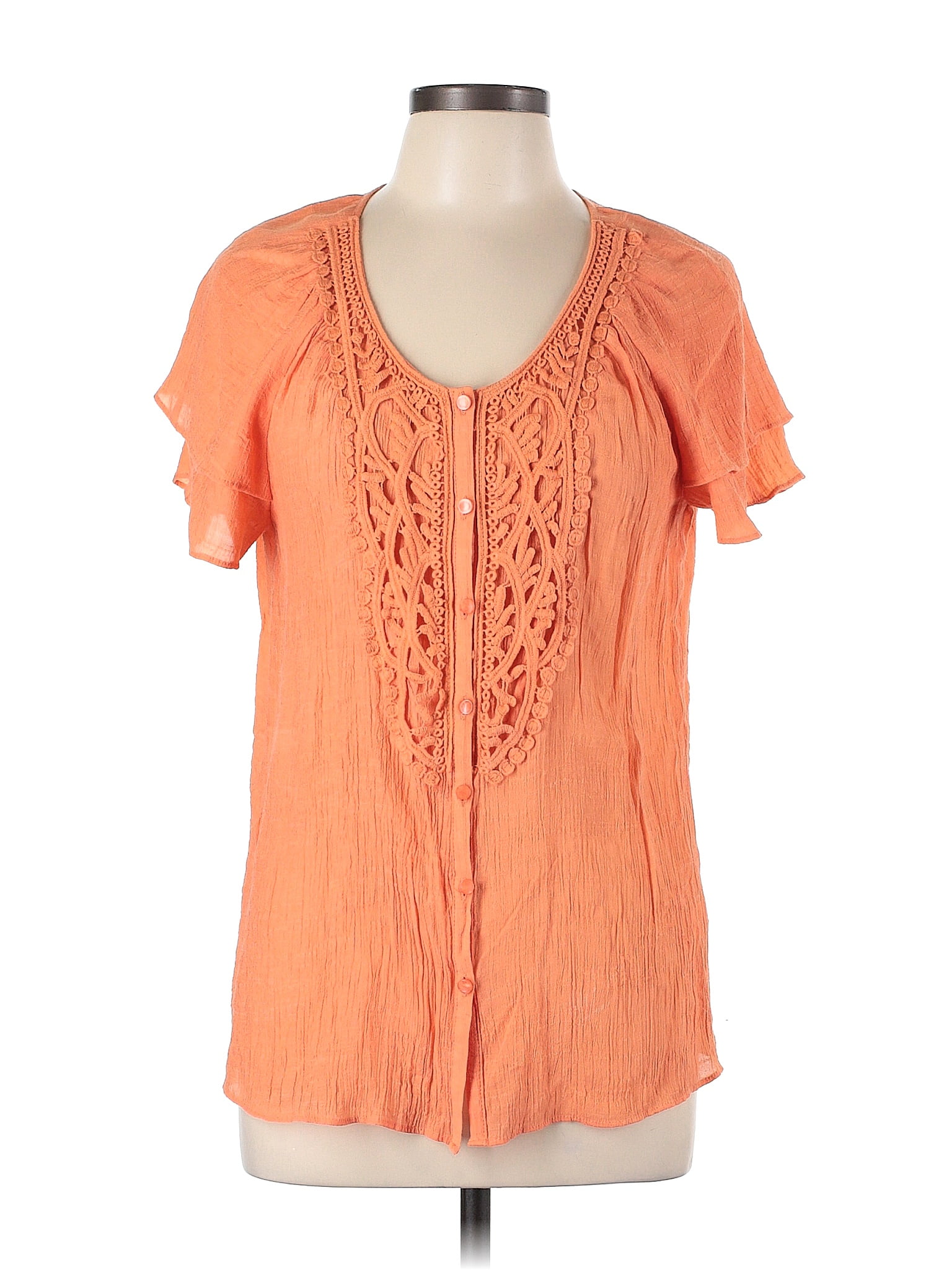 Melissa Paige Orange Short Sleeve Blouse Size L 80 Off Thredup