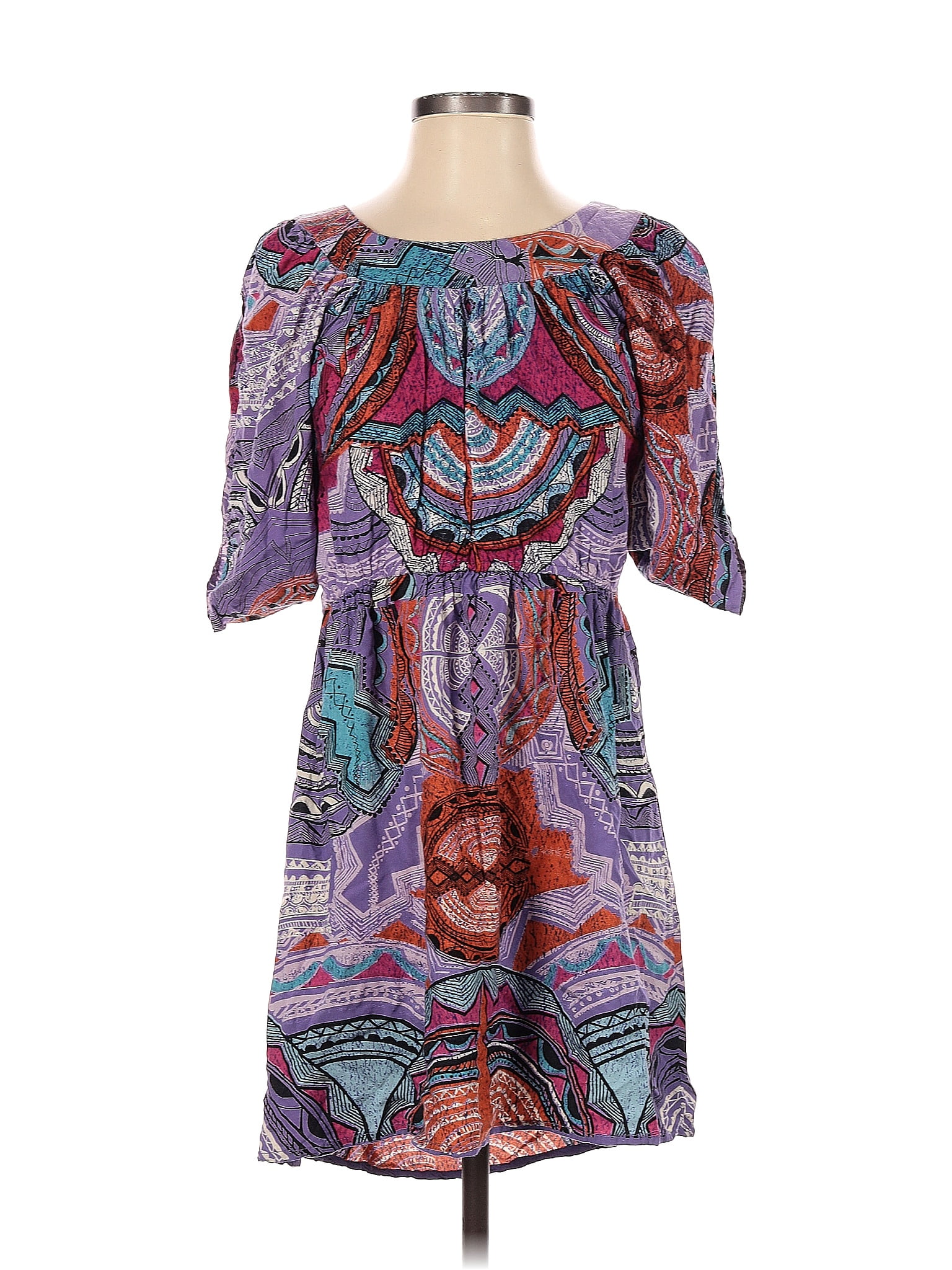 Angie 100 Rayon Multi Color Purple Casual Dress Size S 65 Off Thredup