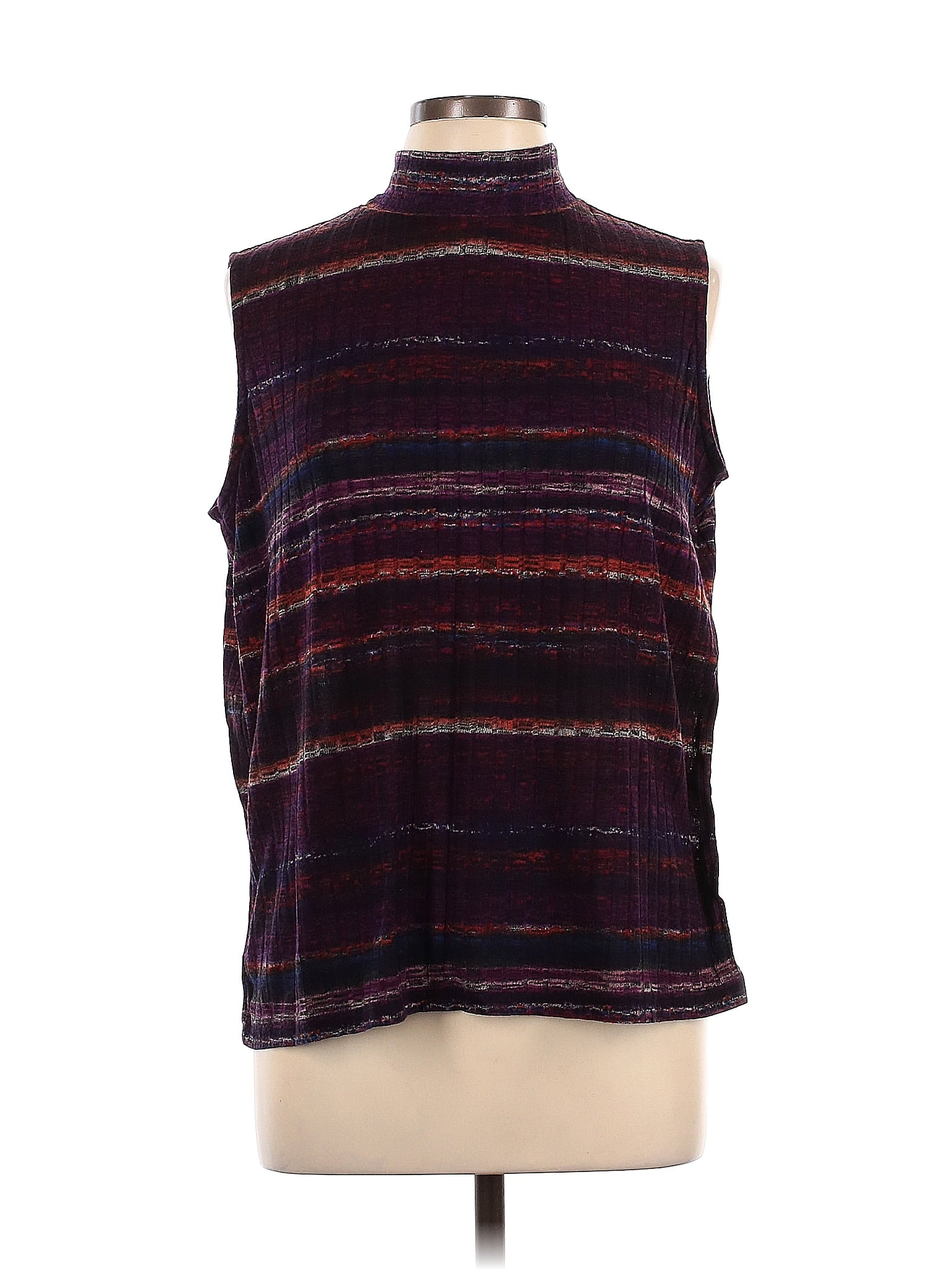 Allison Daley Color Block Stripes Burgundy Turtleneck Sweater Size L ...