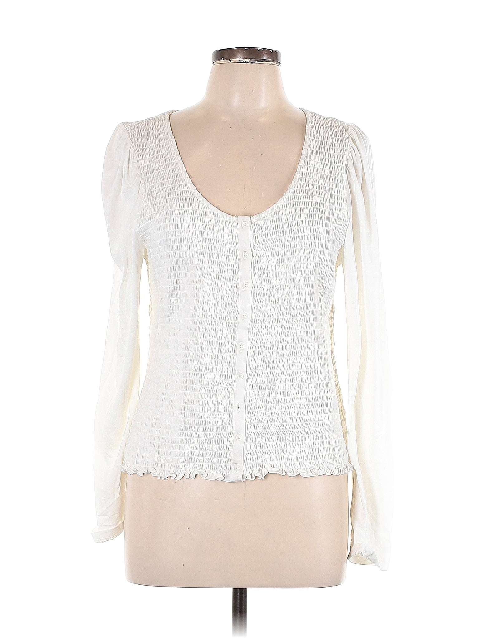 Gap Polka Dots Ivory Long Sleeve Top Size L 68 Off Thredup