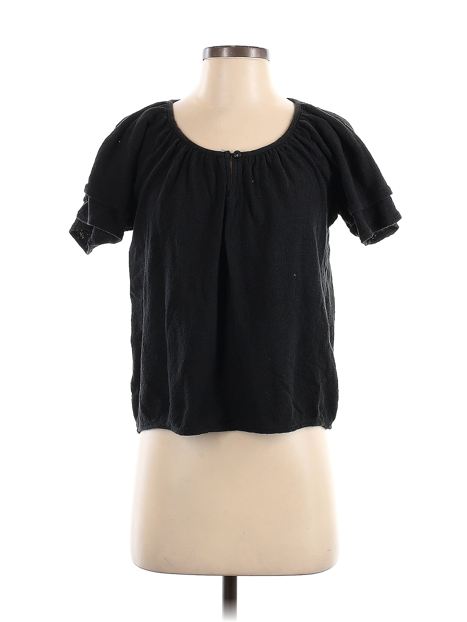 Texture And Thread Madewell 100 Cotton Black Short Sleeve Top Size S