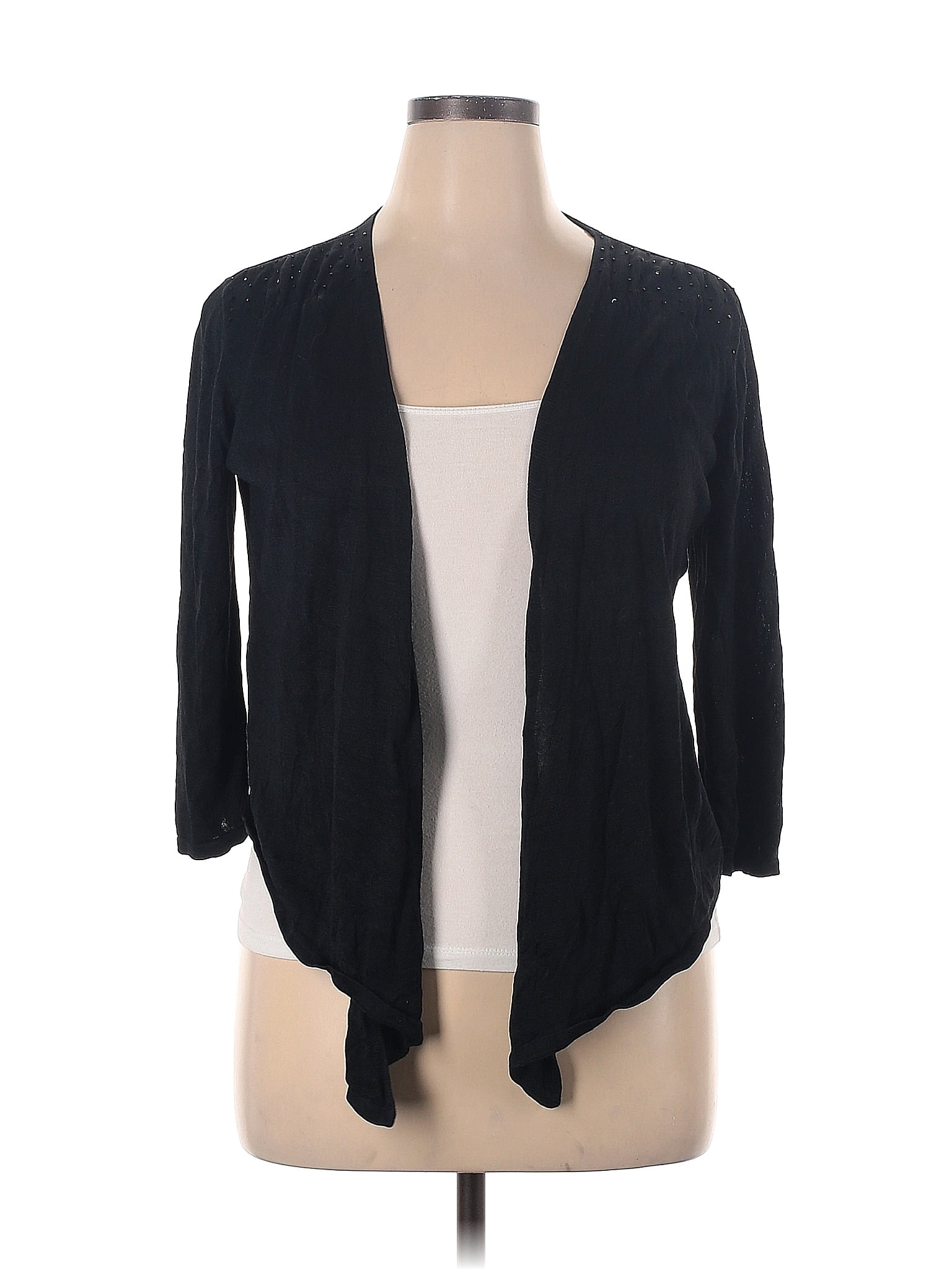 Alfani 100% Silk Color Block Solid Black Silk Cardigan Size XL - 74% off | ThredUp