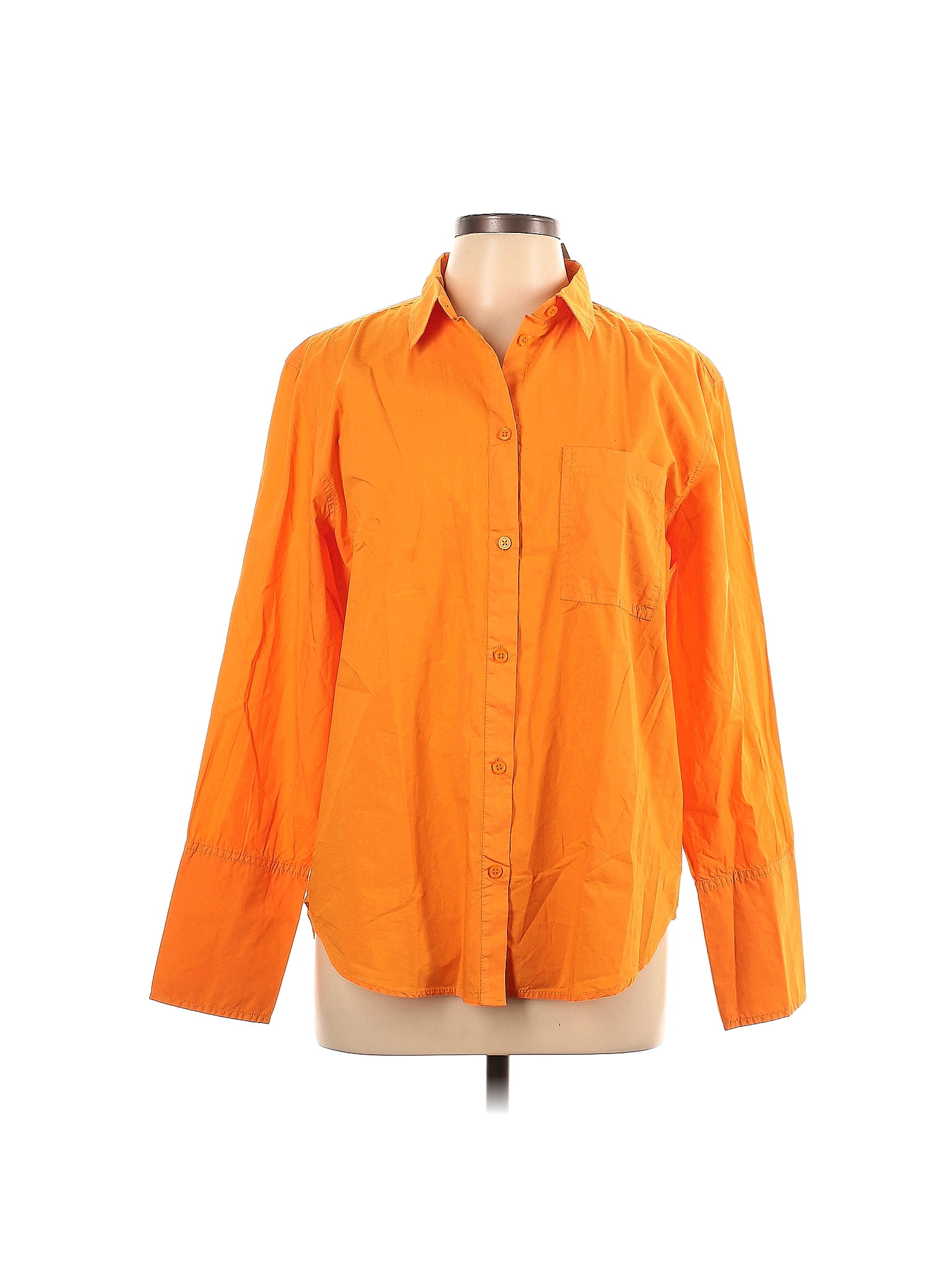J Crew 100 Cotton Orange Long Sleeve Button Down Shirt Size 12 73