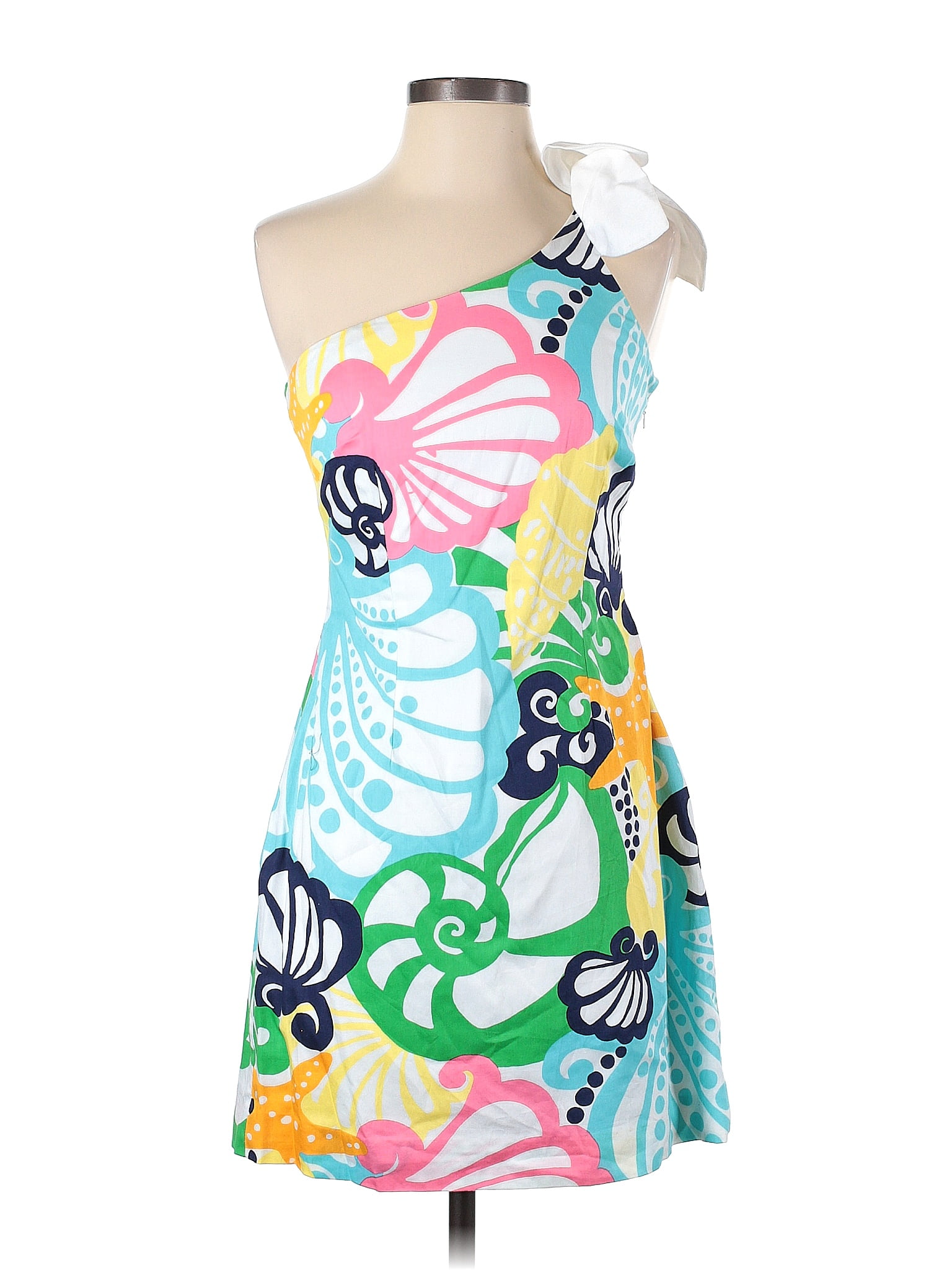 Lilly Pulitzer 100 Cotton Multi Color Blue Casual Dress Size 4 68