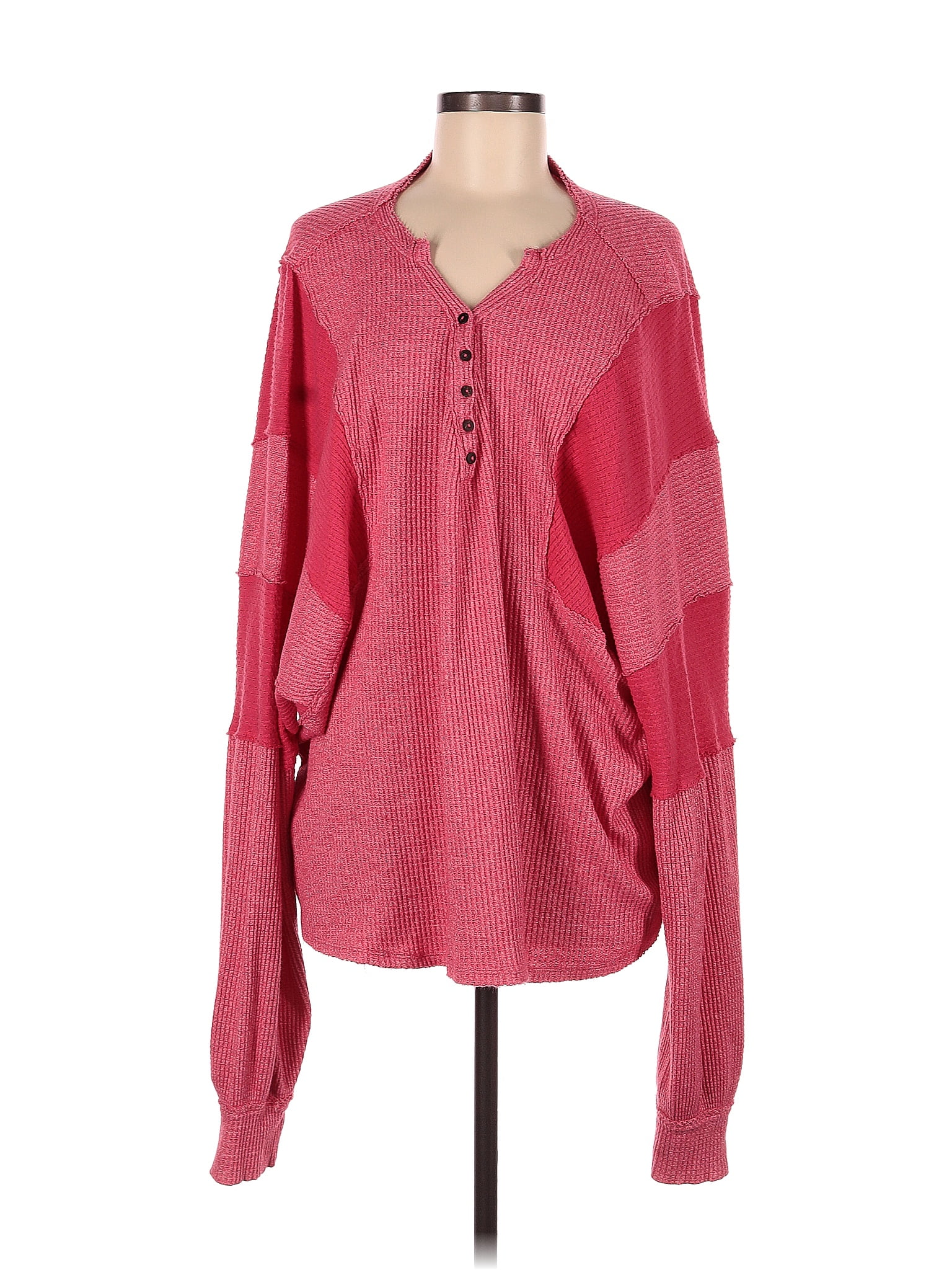 We the Free Color Block Pink Thermal Top Size M - 60% off | ThredUp