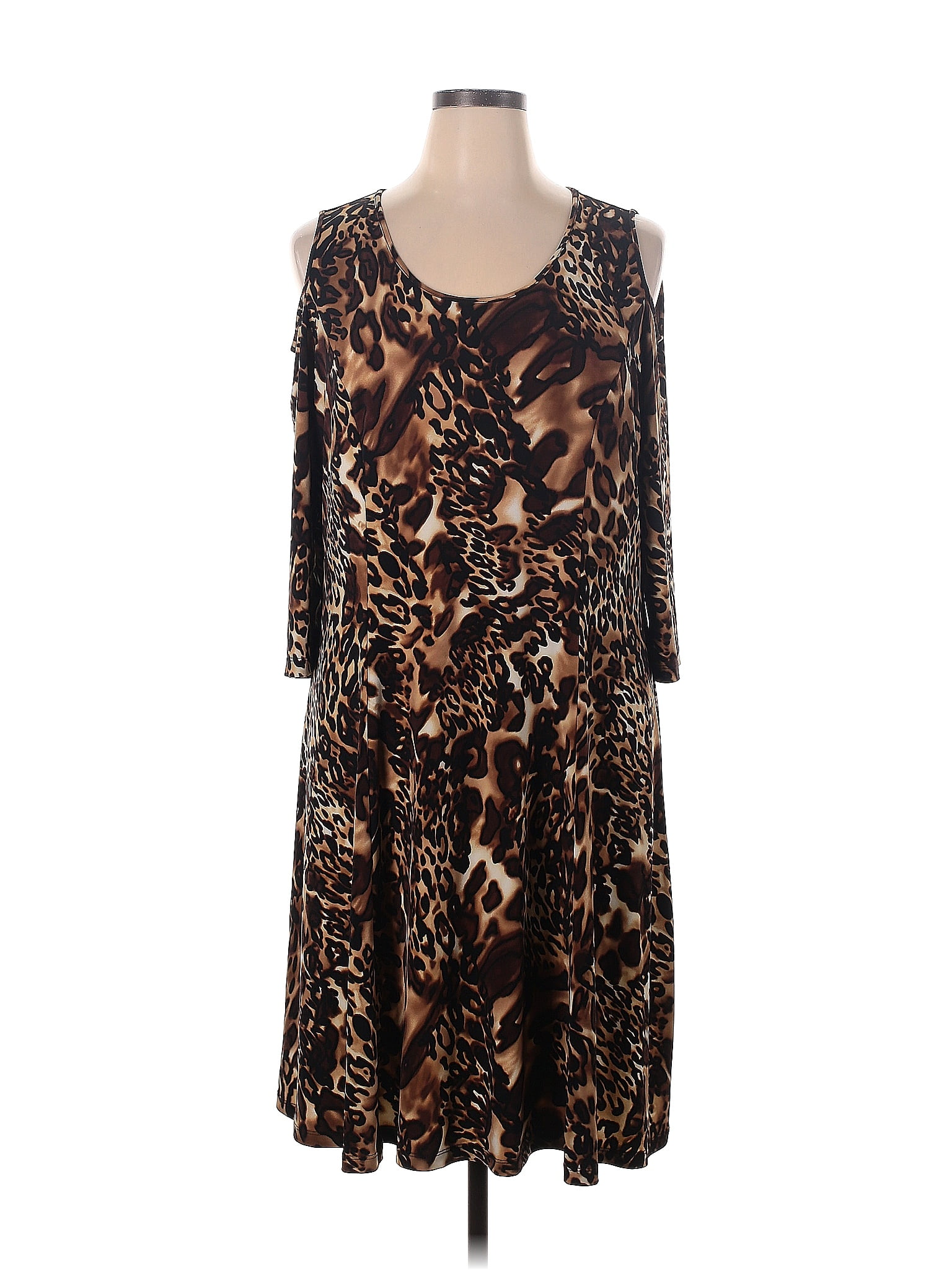 Susan Graver Multi Color Brown Casual Dress Size Xl 75 Off Thredup
