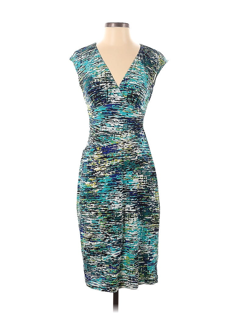 Maggy London Multi Color Teal Casual Dress Size 6 80 Off Thredup