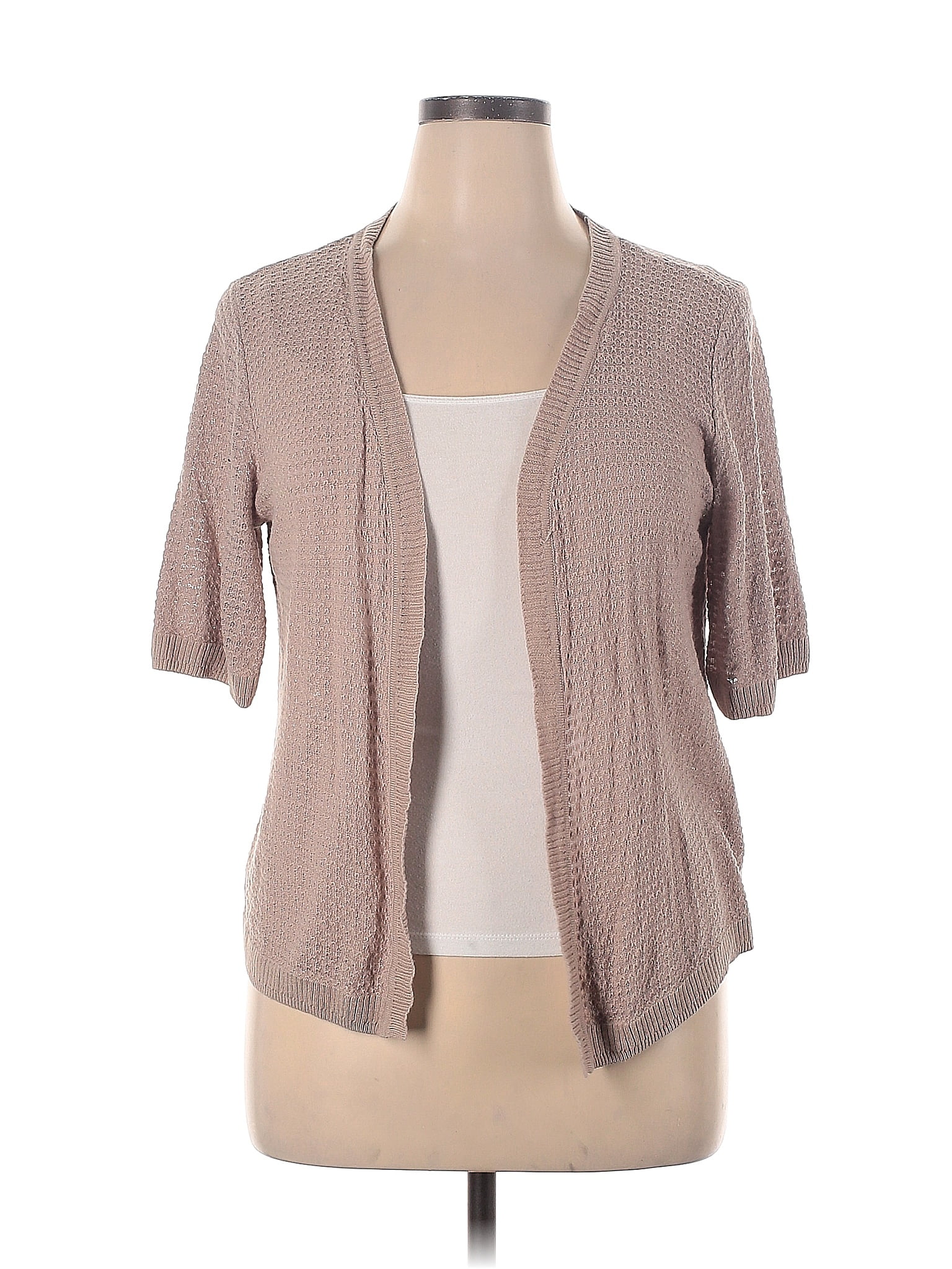 AB Studio Color Block Solid Tan Cardigan Size XL - 51% off | ThredUp