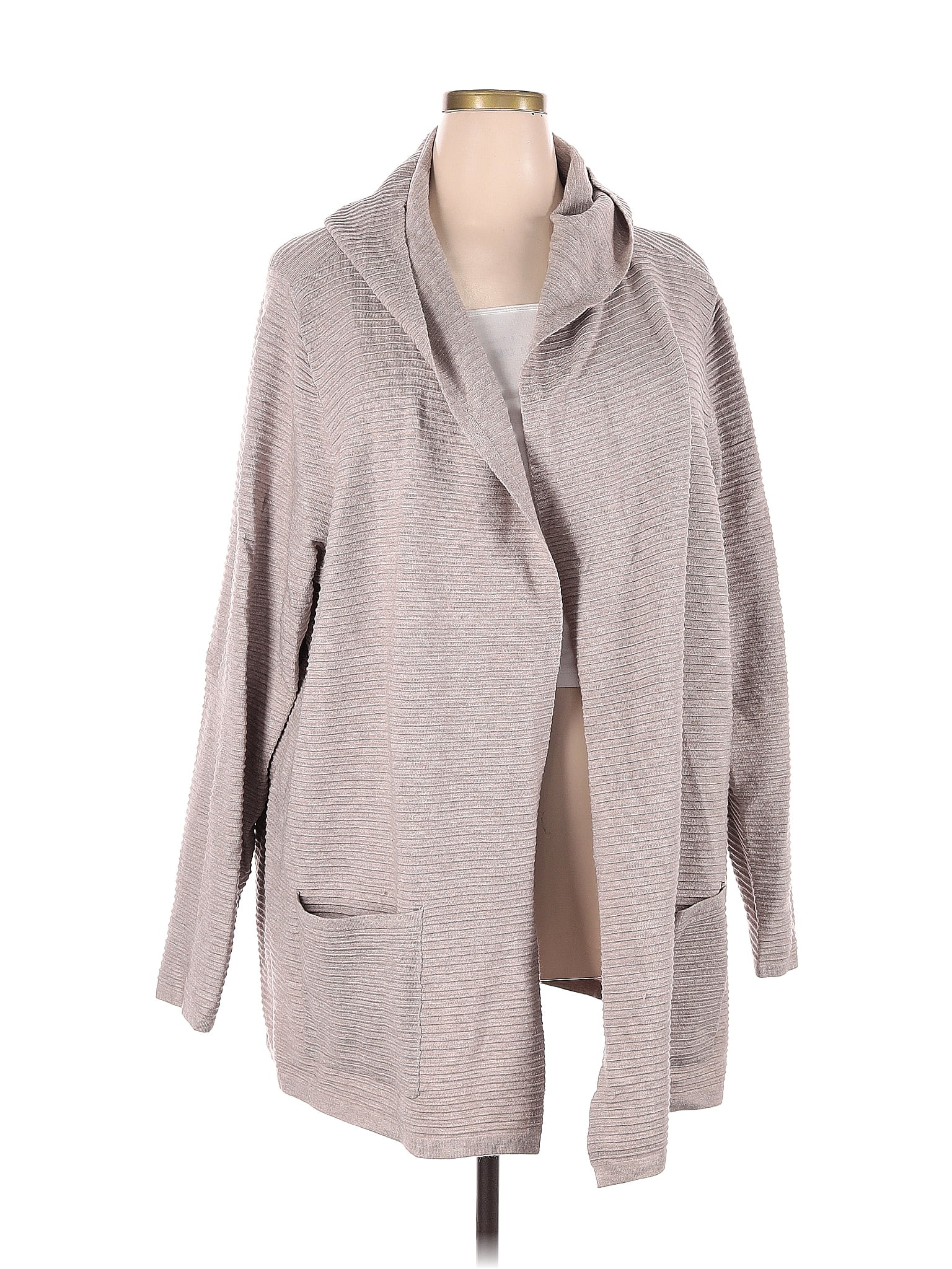 Evolution by Cyrus Color Block Solid Gray Cardigan Size 3X (Plus) - 73% ...
