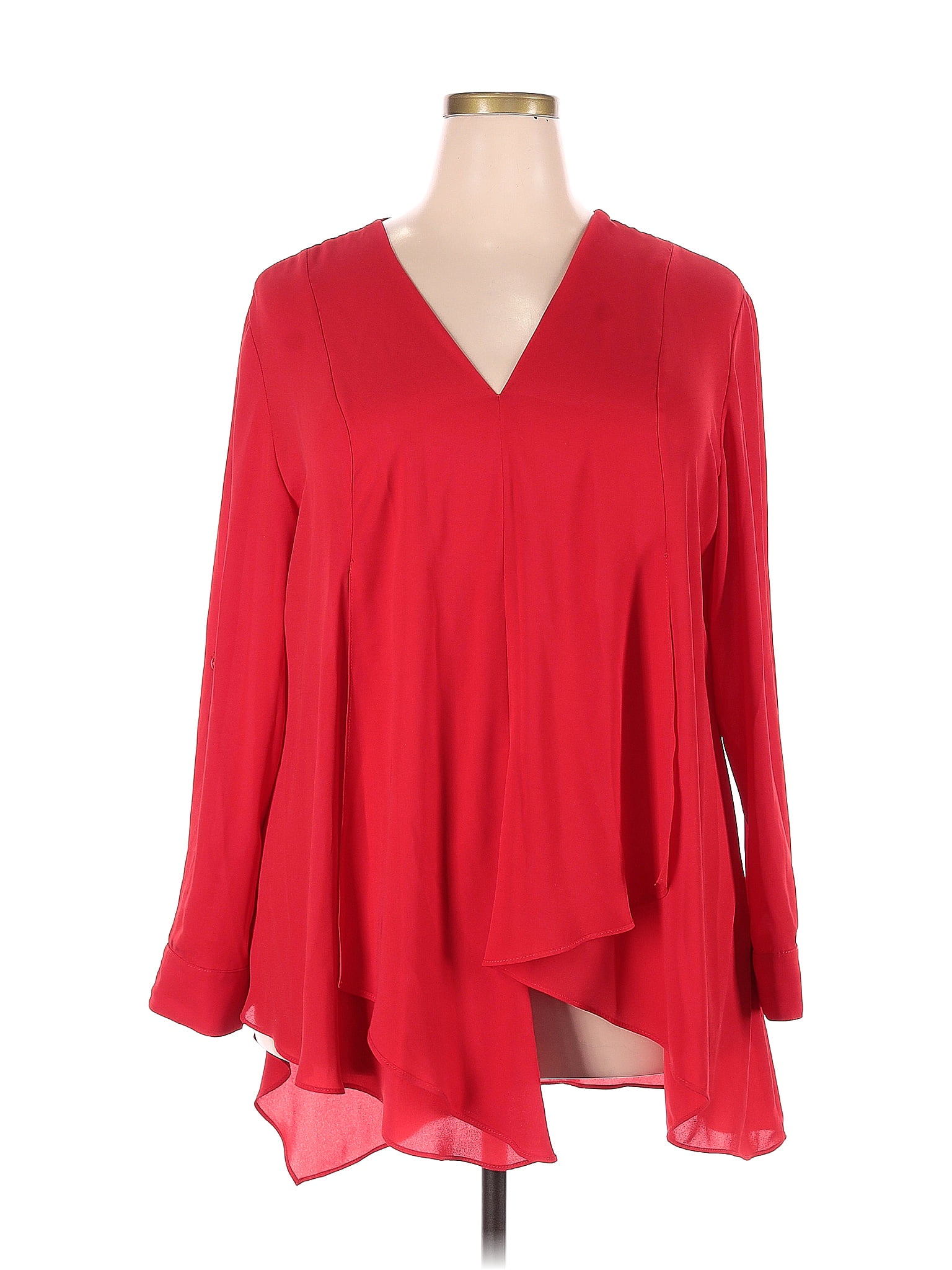 Joseph Ribkoff Solid Red Long Sleeve Blouse Size 18 Plus 71 Off