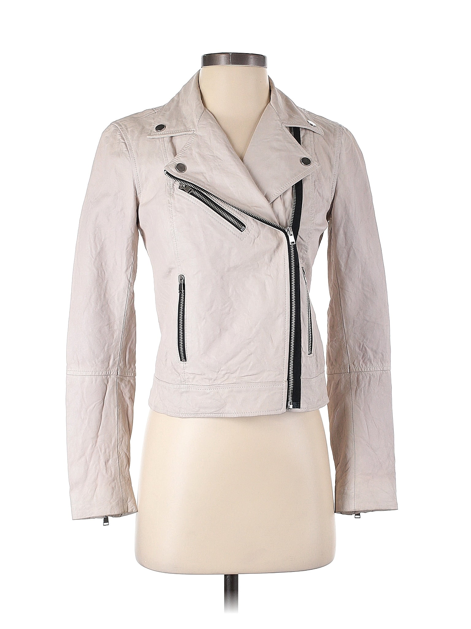 RACHEL Rachel Roy 100% Leather Solid Gray Leather Jacket Size XS - 20% ...