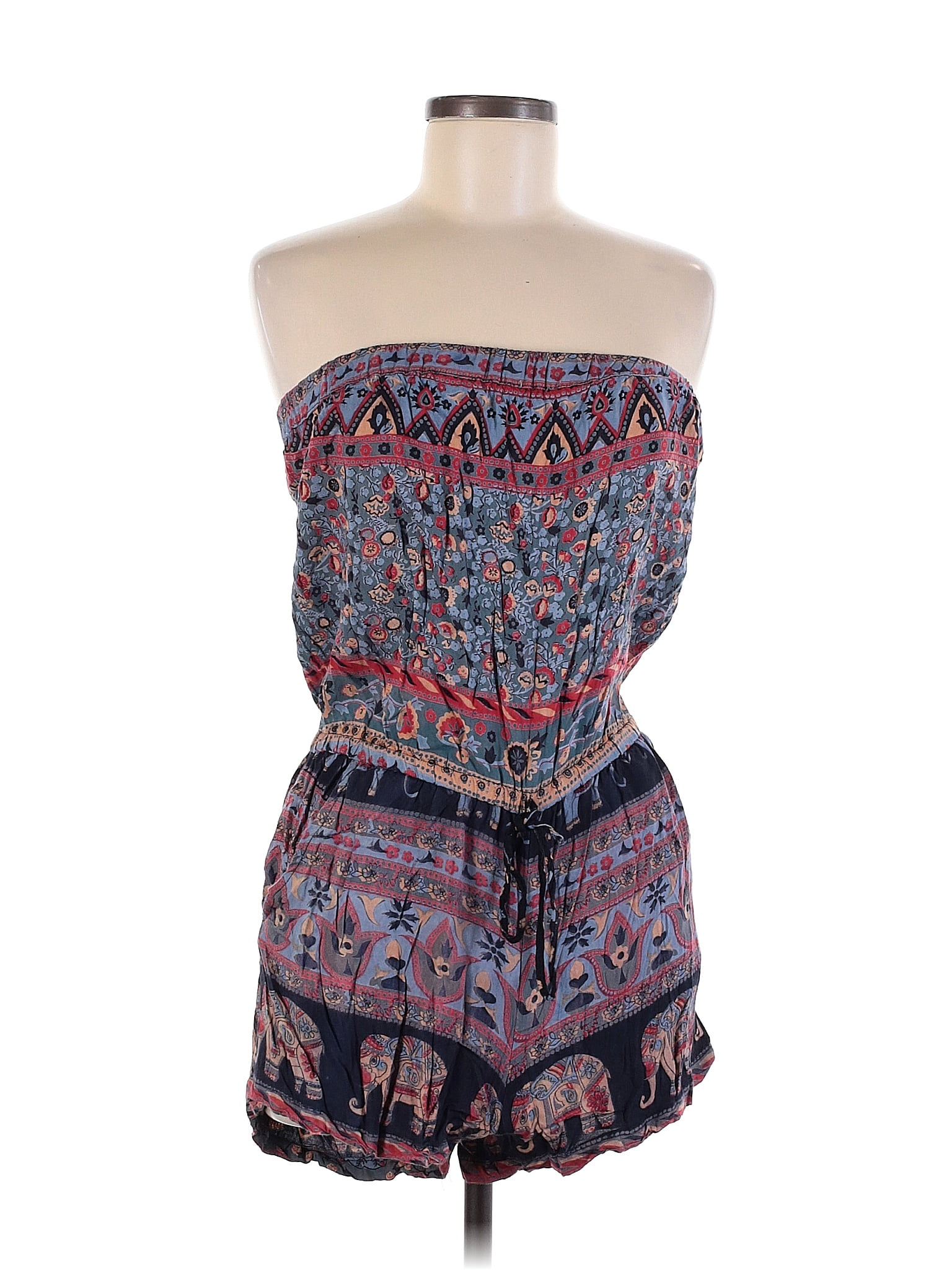 Angie Multi Color Blue Romper Size L - 64% off | ThredUp