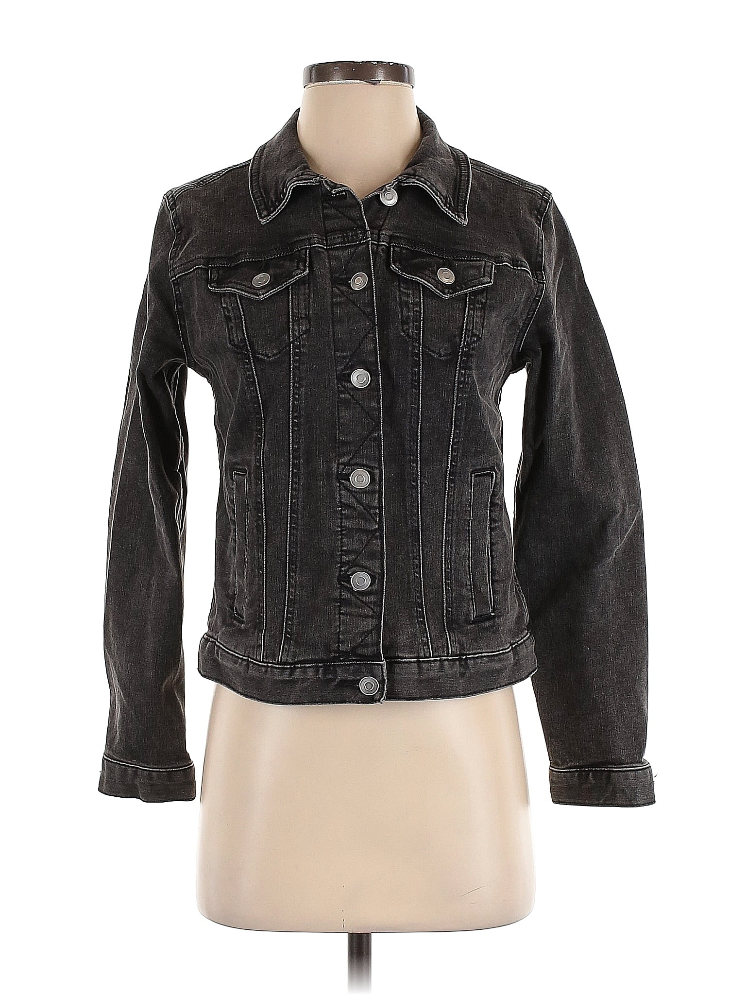 Time And Tru Black Denim Jacket Size Xs 43 Off Thredup