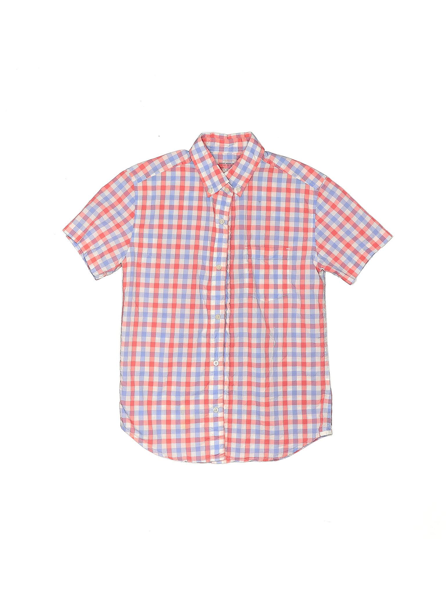 Crewcuts Checkered Gingham Orange Short Sleeve Button Down Shirt Size