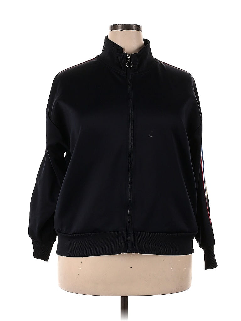 New Look 100% Polyester Solid Black Track Jacket Size 2X (Plus) - 42% off | ThredUp