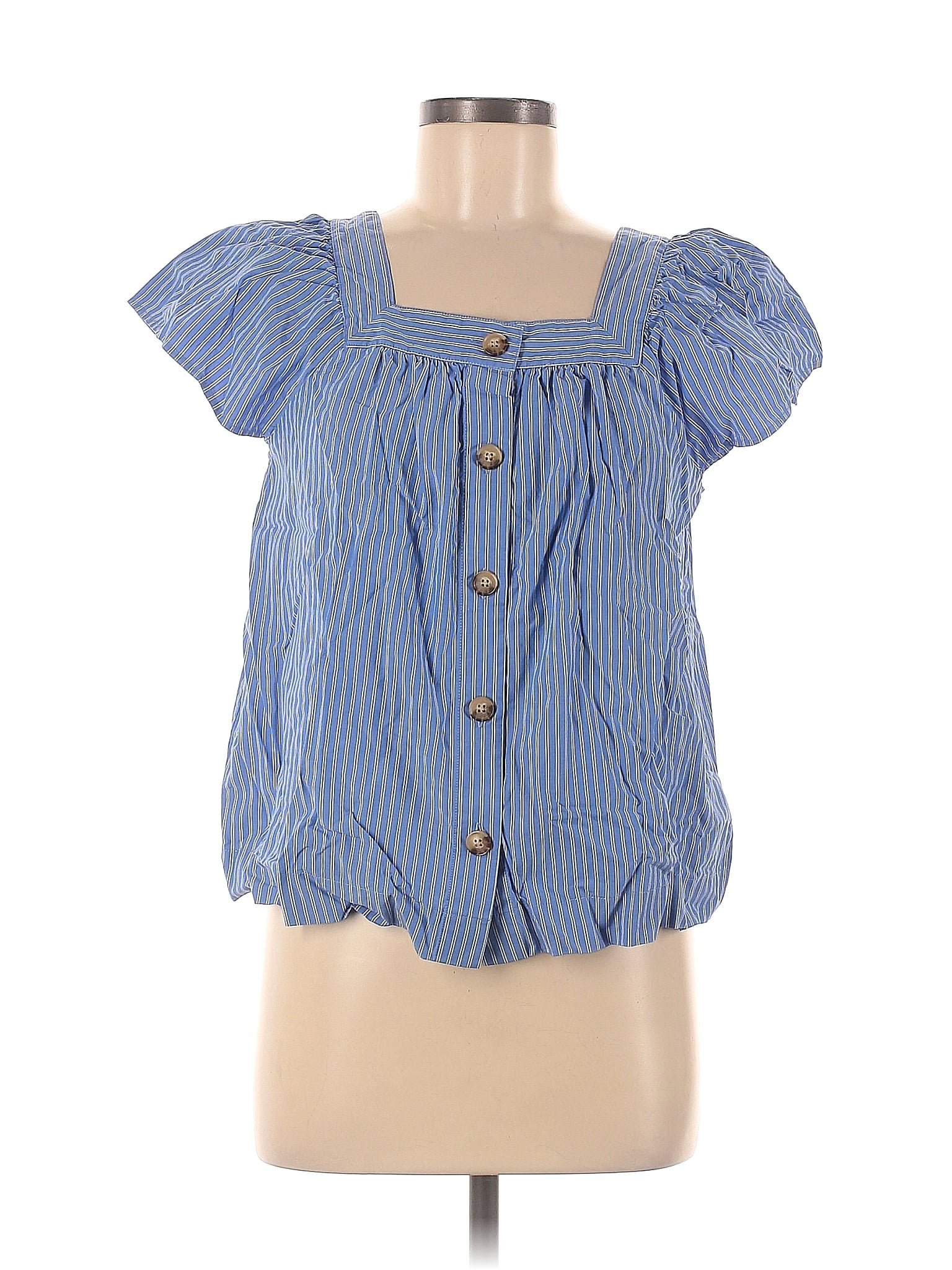 Gap 100 Cotton Stripes Blue Sleeveless Blouse Size M 73 Off Thredup