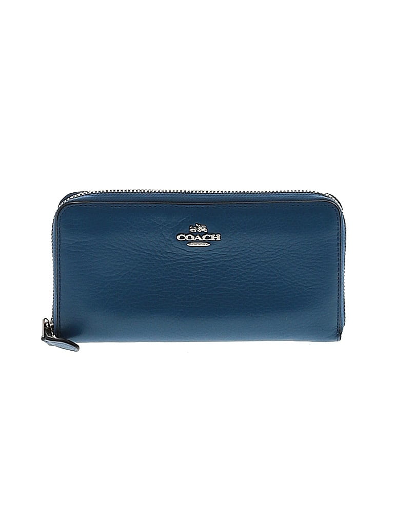 Coach 100% Leather Solid Blue Leather Wallet One Size - 75% off | ThredUp