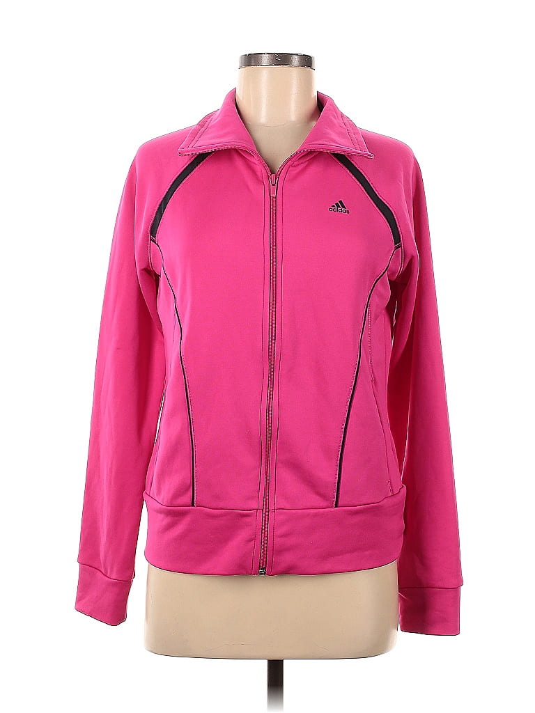 Adidas 100 Polyester Solid Pink Track Jacket Size M 72 Off Thredup