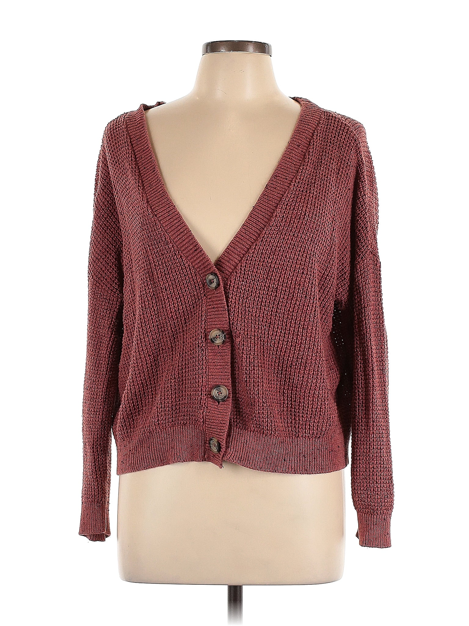 Dip Color Block Solid Burgundy Cardigan Size L 55 Off Thredup