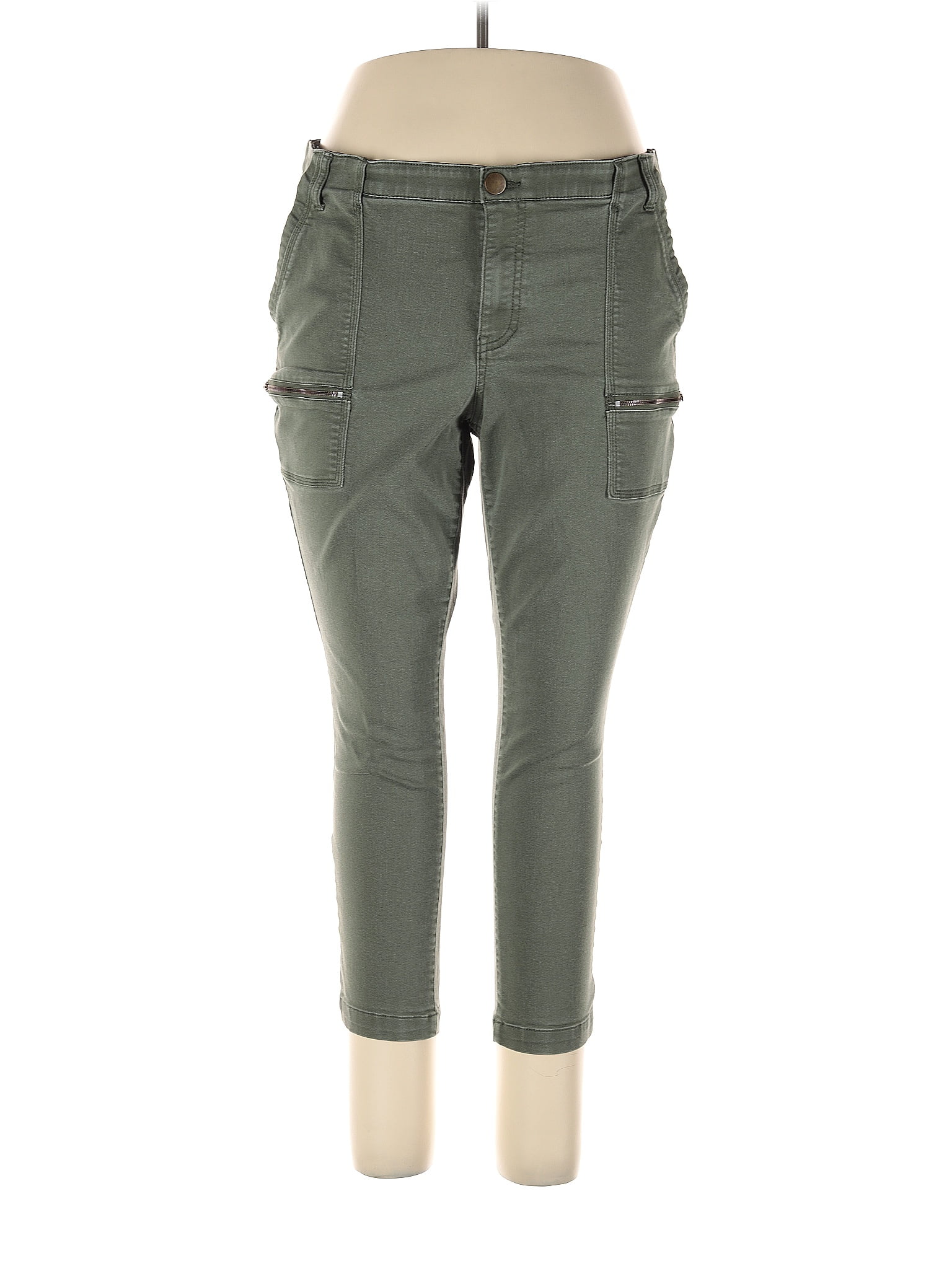 Violets & Roses Solid Green Khakis Size 14 - 62% off | ThredUp