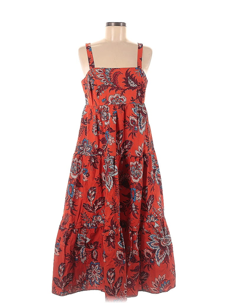 Rhode X Target 100% Cotton Floral Burnt Orange Red Casual Dress Size M ...