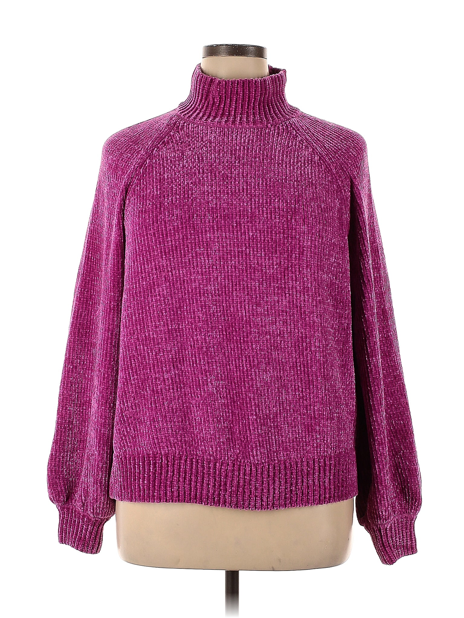 Ann Taylor LOFT 100% Polyester Color Block Marled Purple Turtleneck ...