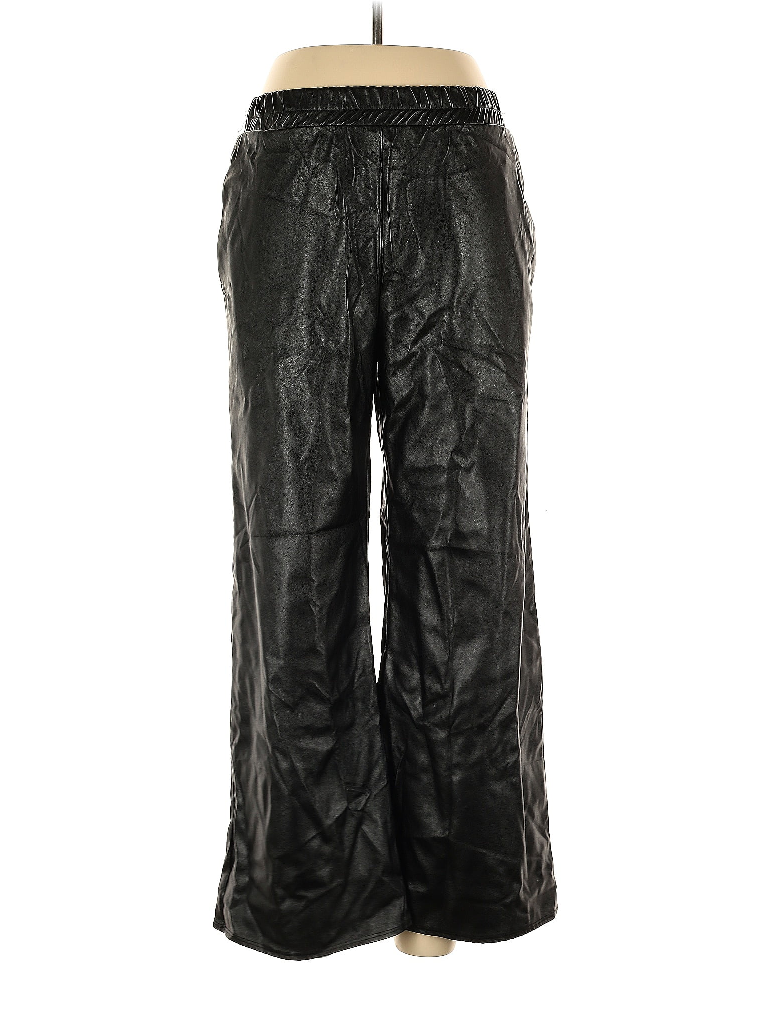 Renee C. Solid Black Faux Leather Pants Size L - 75% off | ThredUp