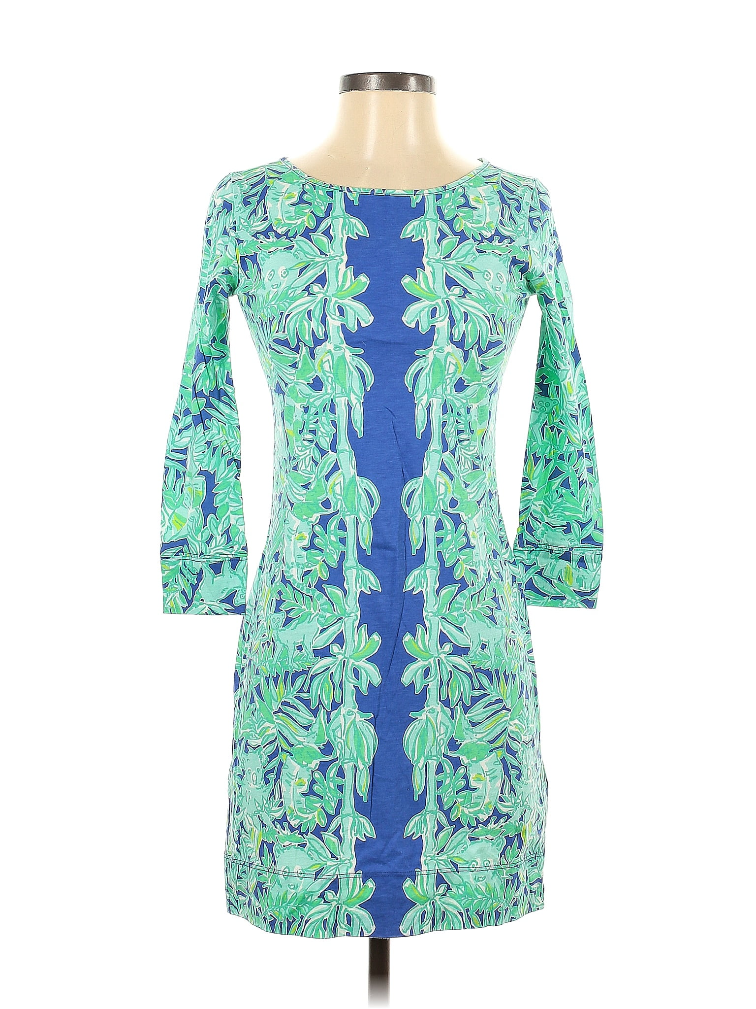 Lilly Pulitzer 100 Pima Cotton Multi Color Blue Casual Dress Size Xxs