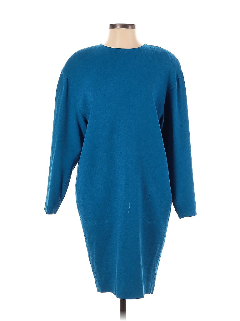 PSI Couture 100% Wool Solid Blue Casual Dress Size 4 - 62% off | ThredUp