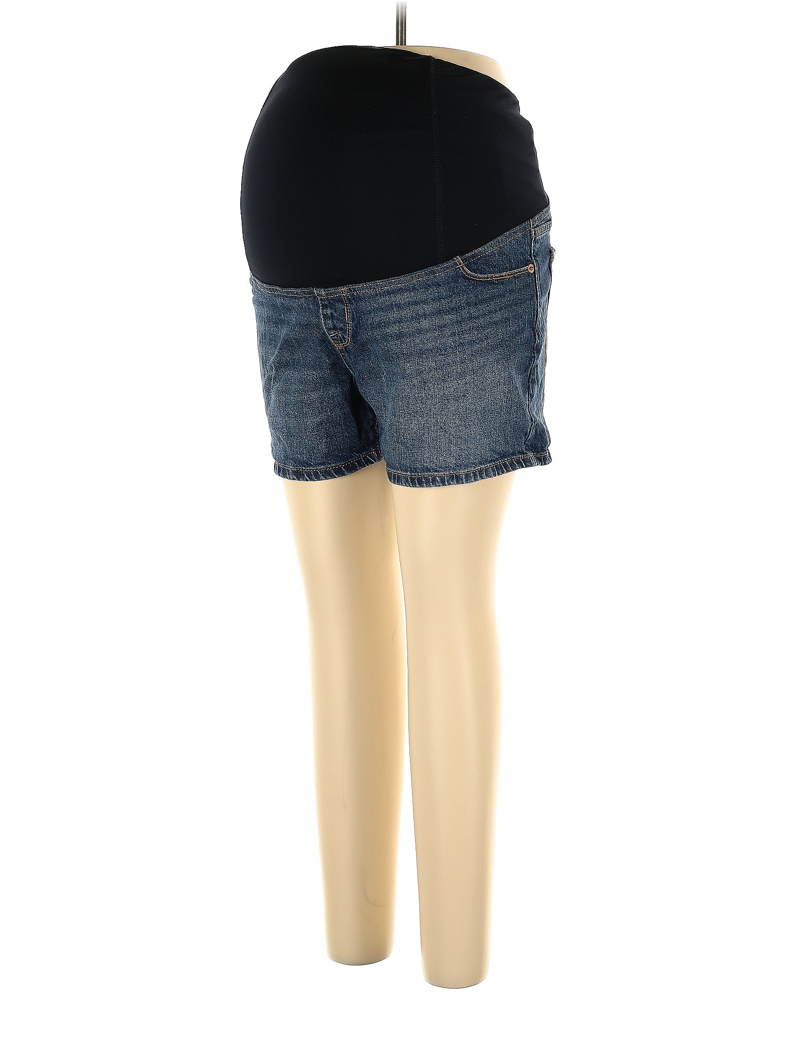 Isabel Maternity Solid Blue Denim Shorts Size 10 (Maternity) - 25% off ...
