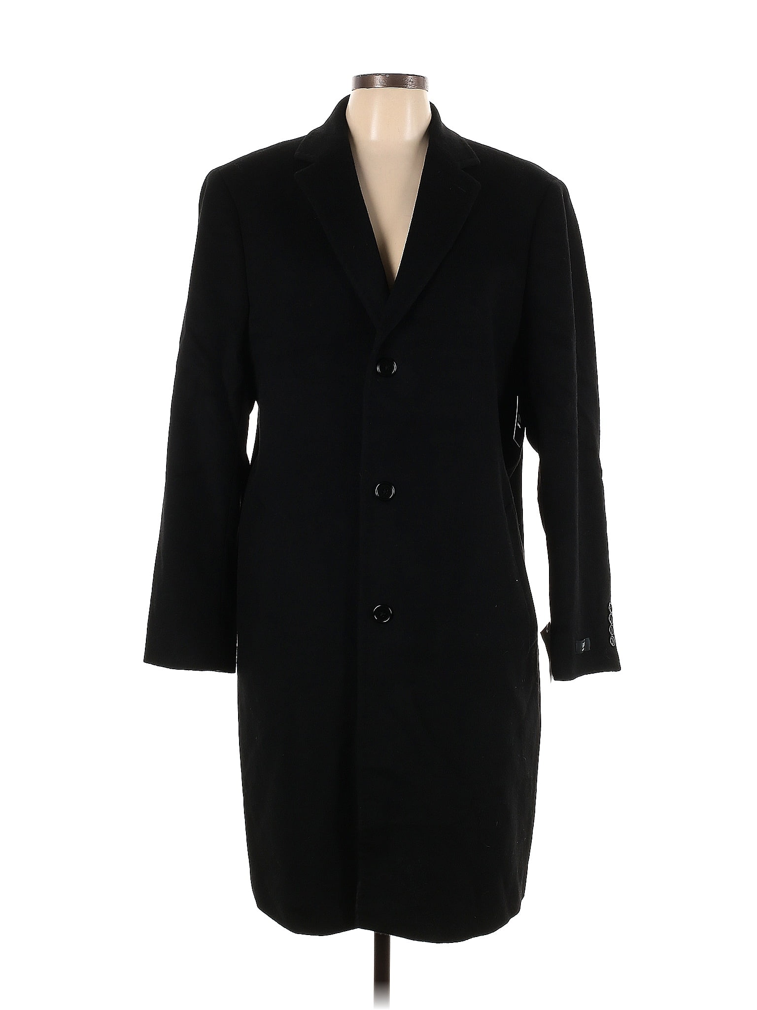 Black Saks Fifth Avenue 100 Wool Solid Black Wool Coat Size 42 Eu