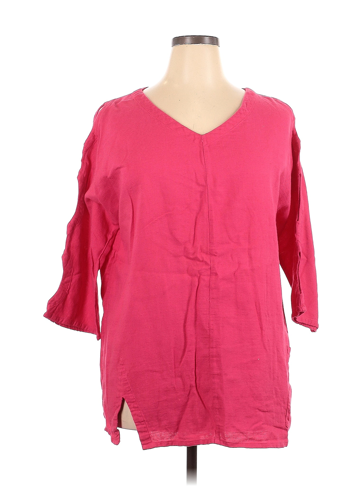 Soft Surroundings 100 Cotton Pink Long Sleeve Blouse Size Xl 66 Off