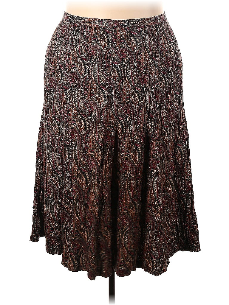 Koret 100% Rayon Multi Color Brown Casual Skirt Size 24 (Plus) - 73% ...