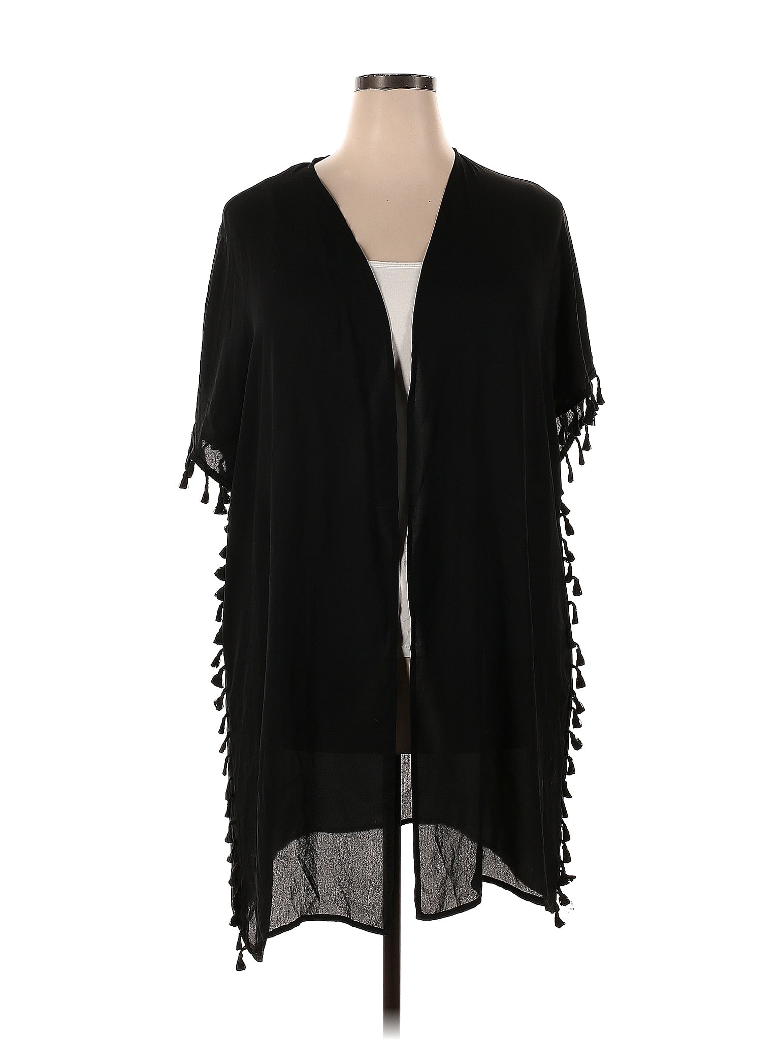 Emery Rose 100% Polyester Solid Black Kimono Size 3X (Plus) - 78% off | ThredUp