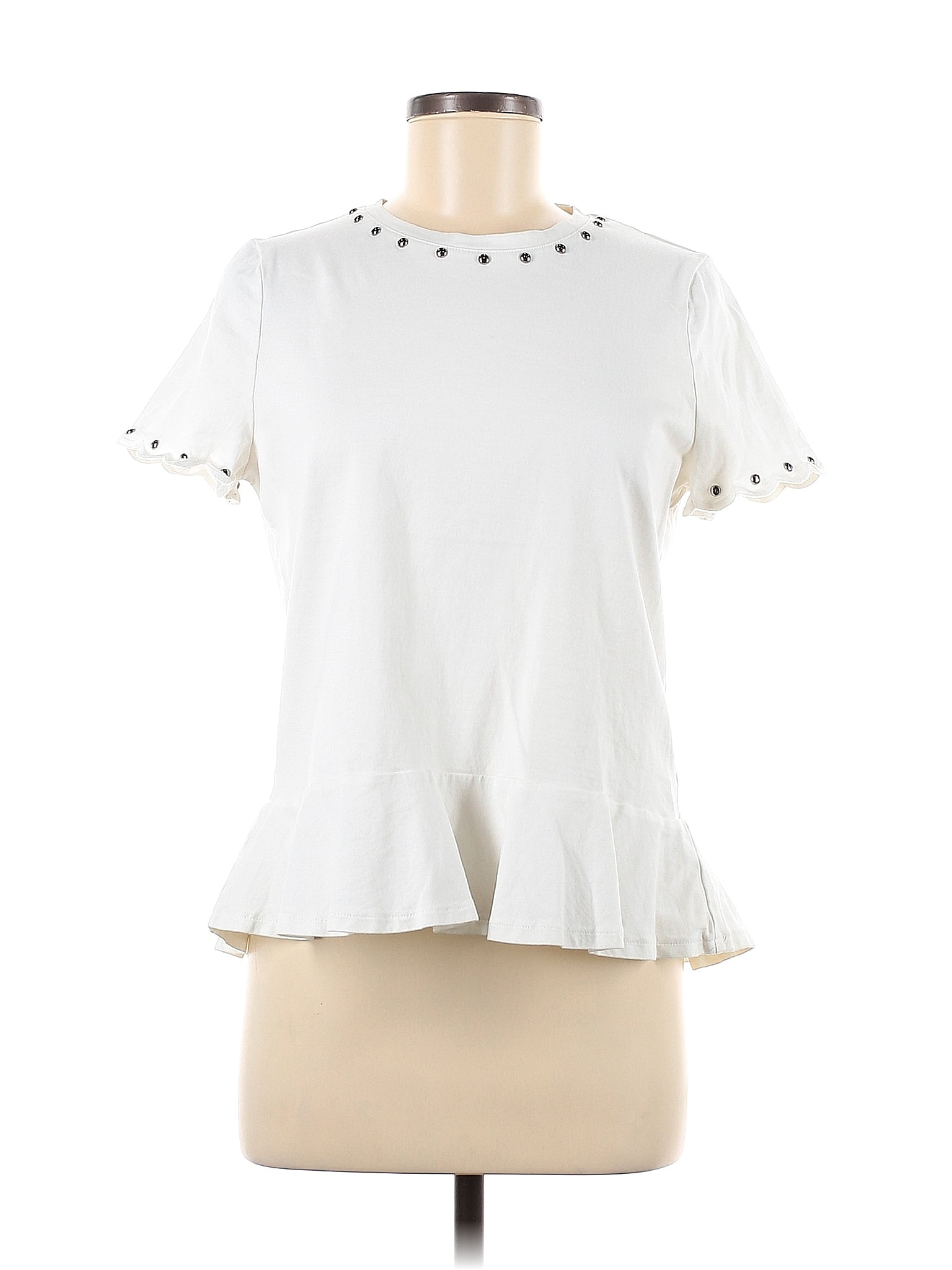 Kate Spade New York 100% Cotton White Short Sleeve Blouse Size M - 78% ...