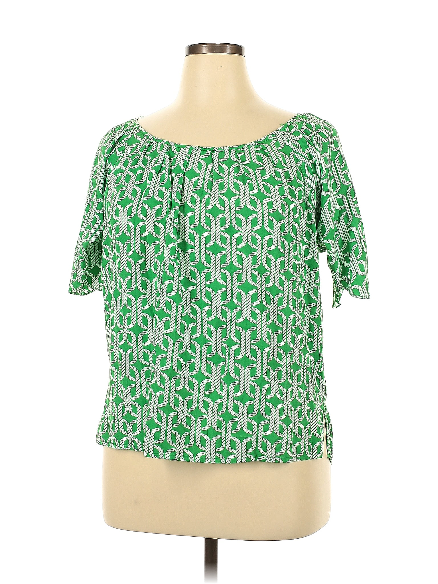 Escapada 100 Rayon Green Short Sleeve Blouse Size Xl 80 Off Thredup