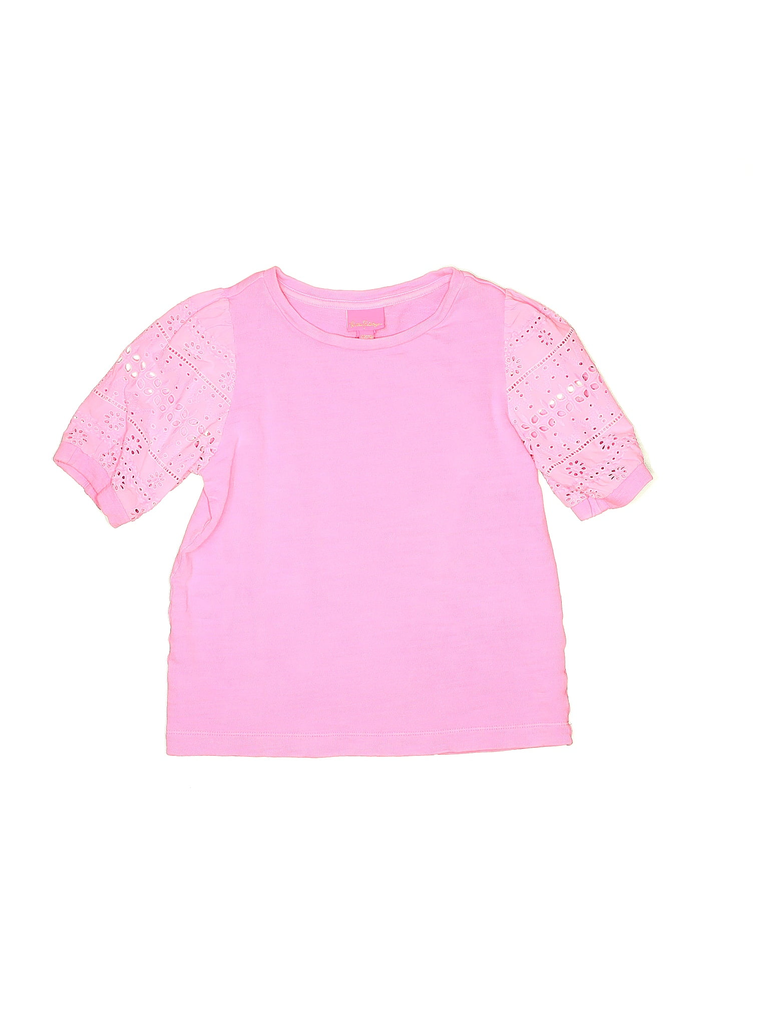 Lilly Pulitzer 100 Cotton Solid Pink Short Sleeve Top Size 12 14