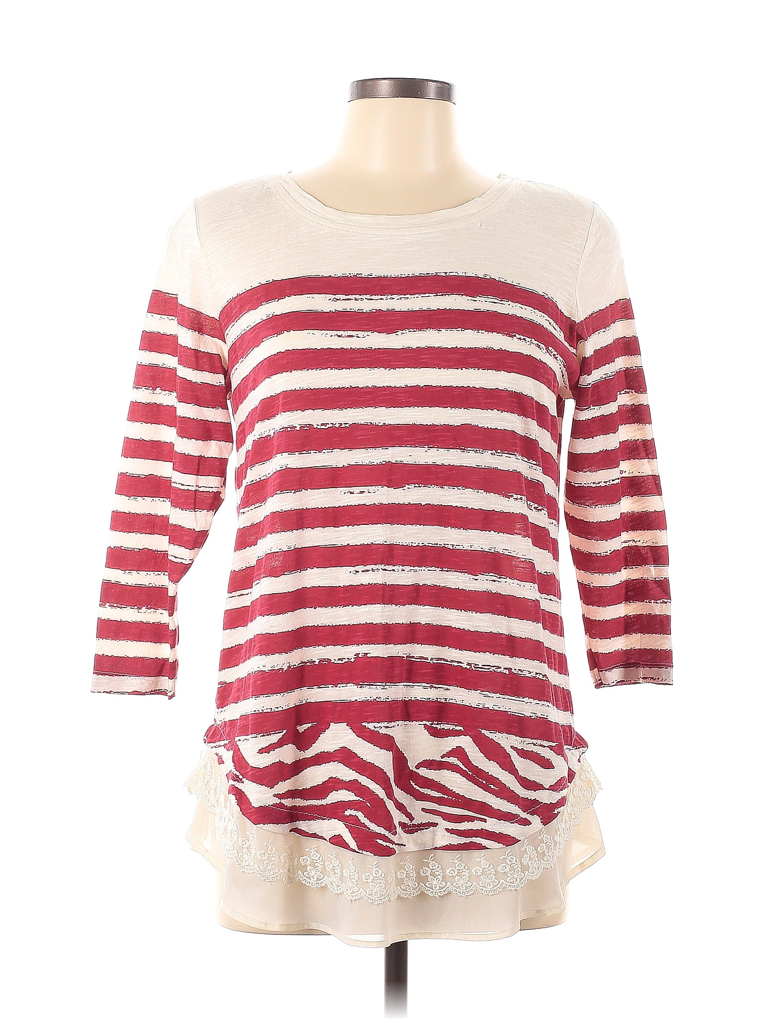 Logo By Lori Goldstein 100 Cotton Stripes Multi Color Red Long Sleeve