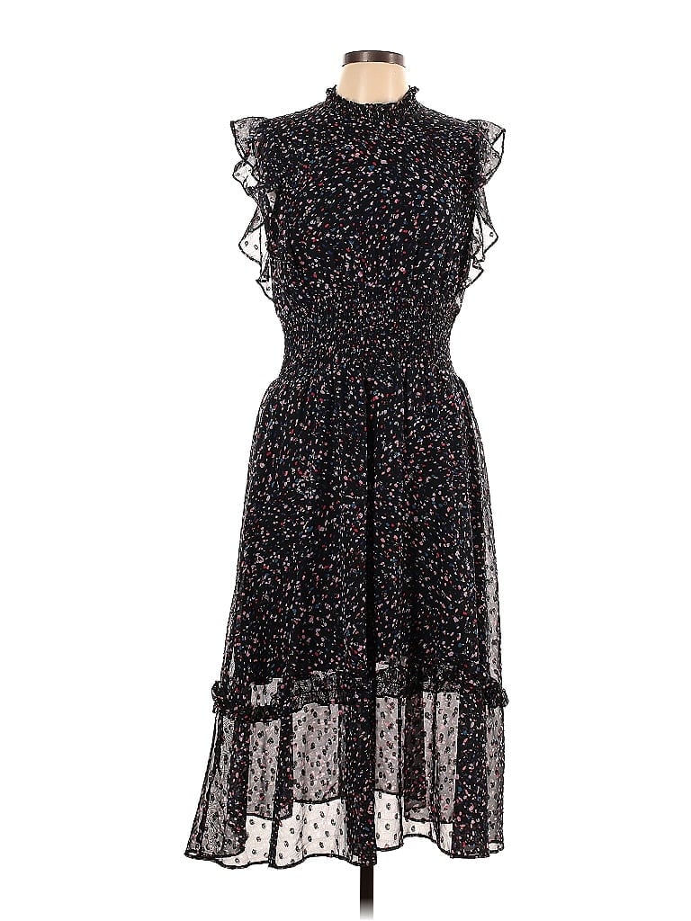 Aqua 100 Polyester Floral Black Casual Dress Size L 70 Off Thredup