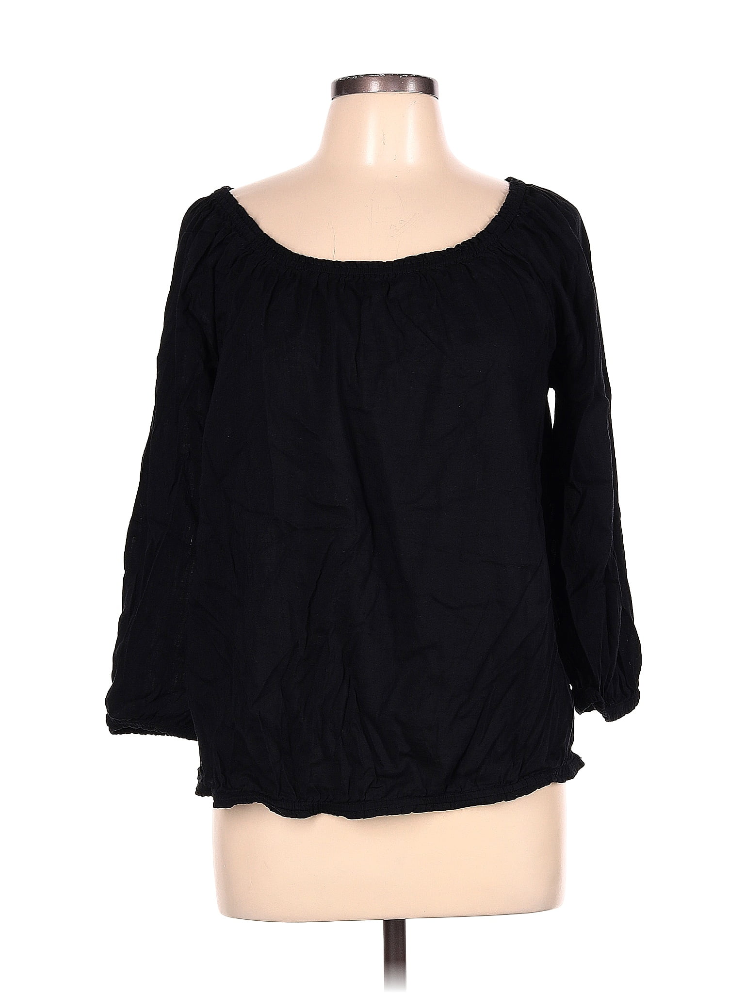 Old Navy Black Long Sleeve Blouse Size L 62 Off Thredup