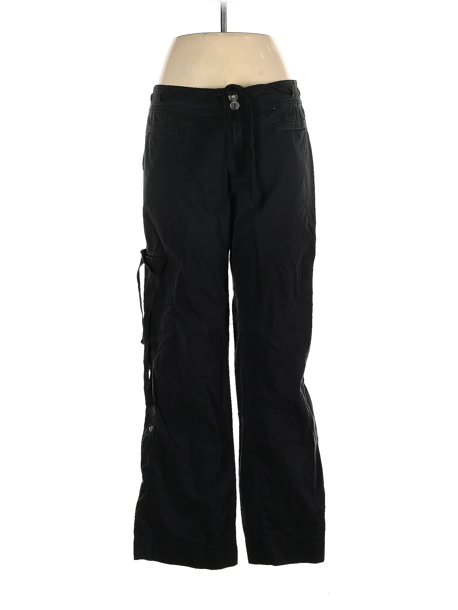 White House Black Market 100% Cotton Solid Black Cargo Pants Size 8 ...